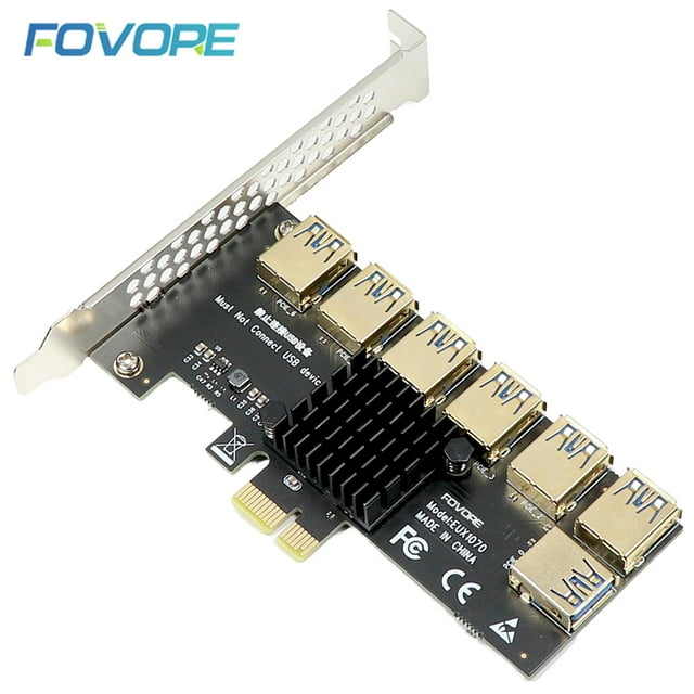 Gold PCI Express Multiplier Riser PCIE 1 to 7 PCI Express X16 USB Miner ...