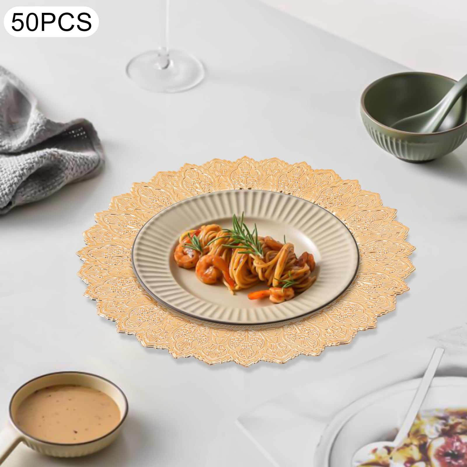 Gold PP Material 13-Inch Western Dim Sum Plate Single-Sided Painted ...