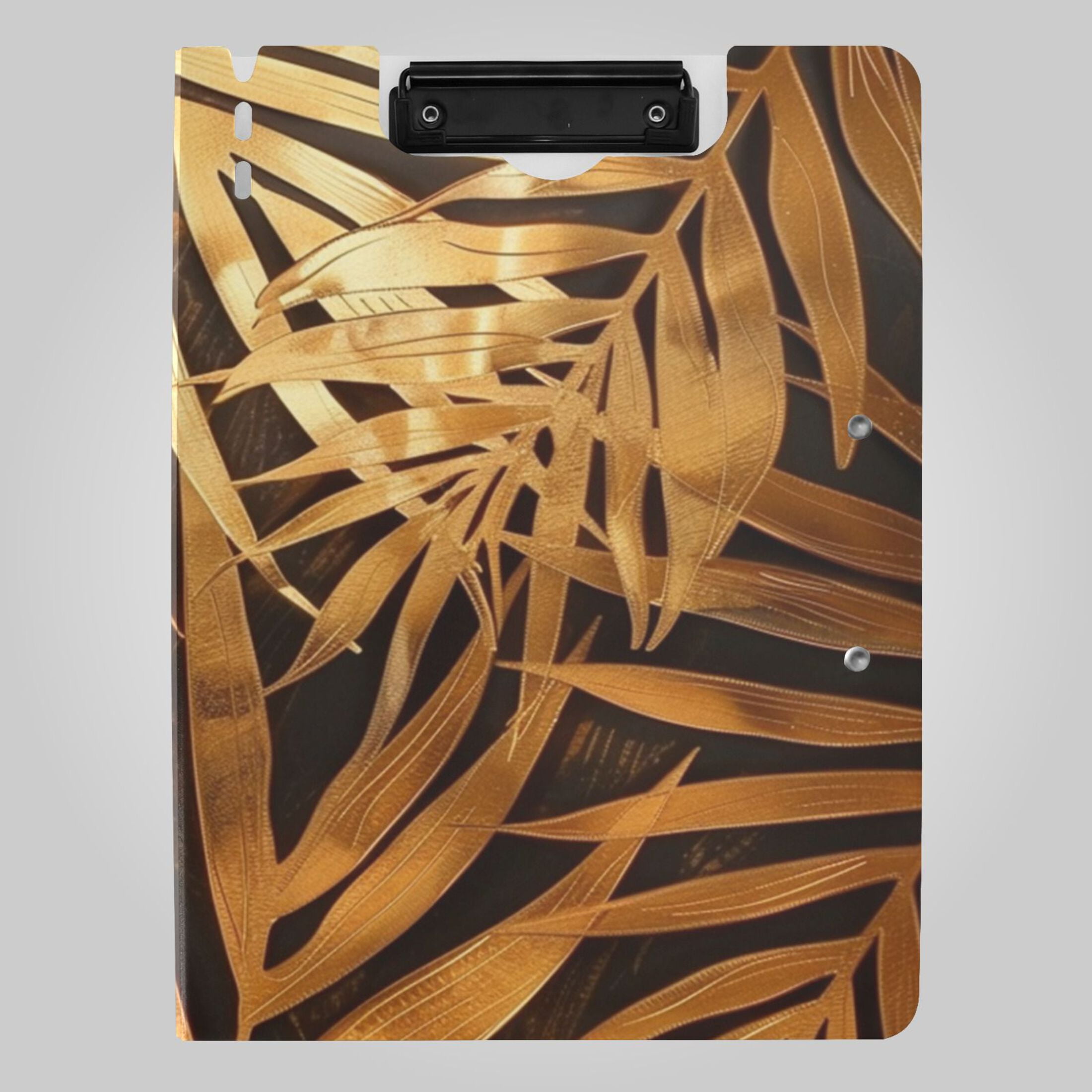 Gold Palm Leaves Print Foldable Binder Folder Clipboard with Pen Slot ...