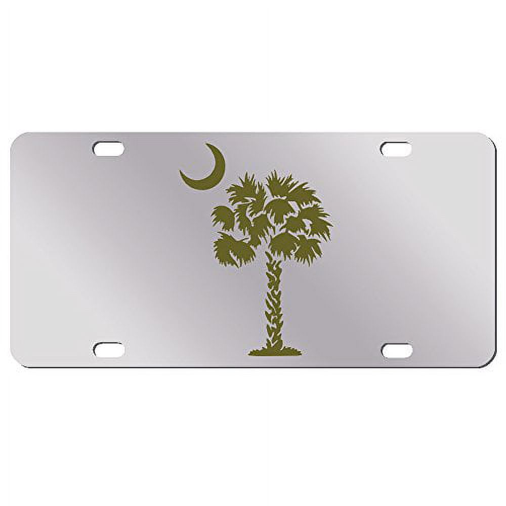 Gold Palm Tree Crescent Moon Mirror License Plate South Carolina Beach ...