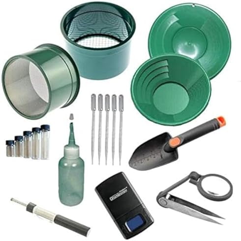 Gold Panning Kit 12" pan 10" pan vials, Tweezers, Trowel, Magnet ...