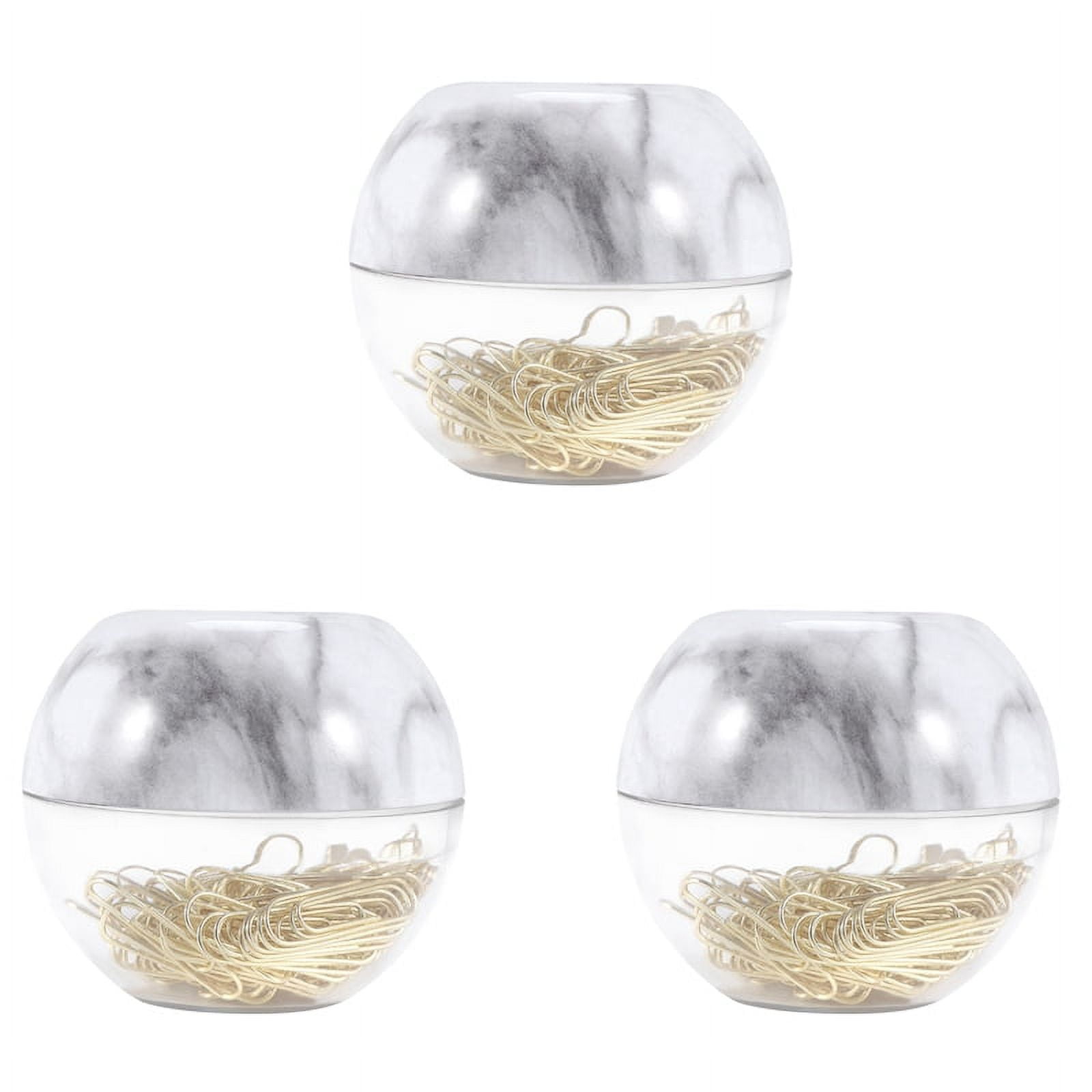 Gold Paper Clips in Elegant Magnetic Marble White Clip Holder, 28mm ...