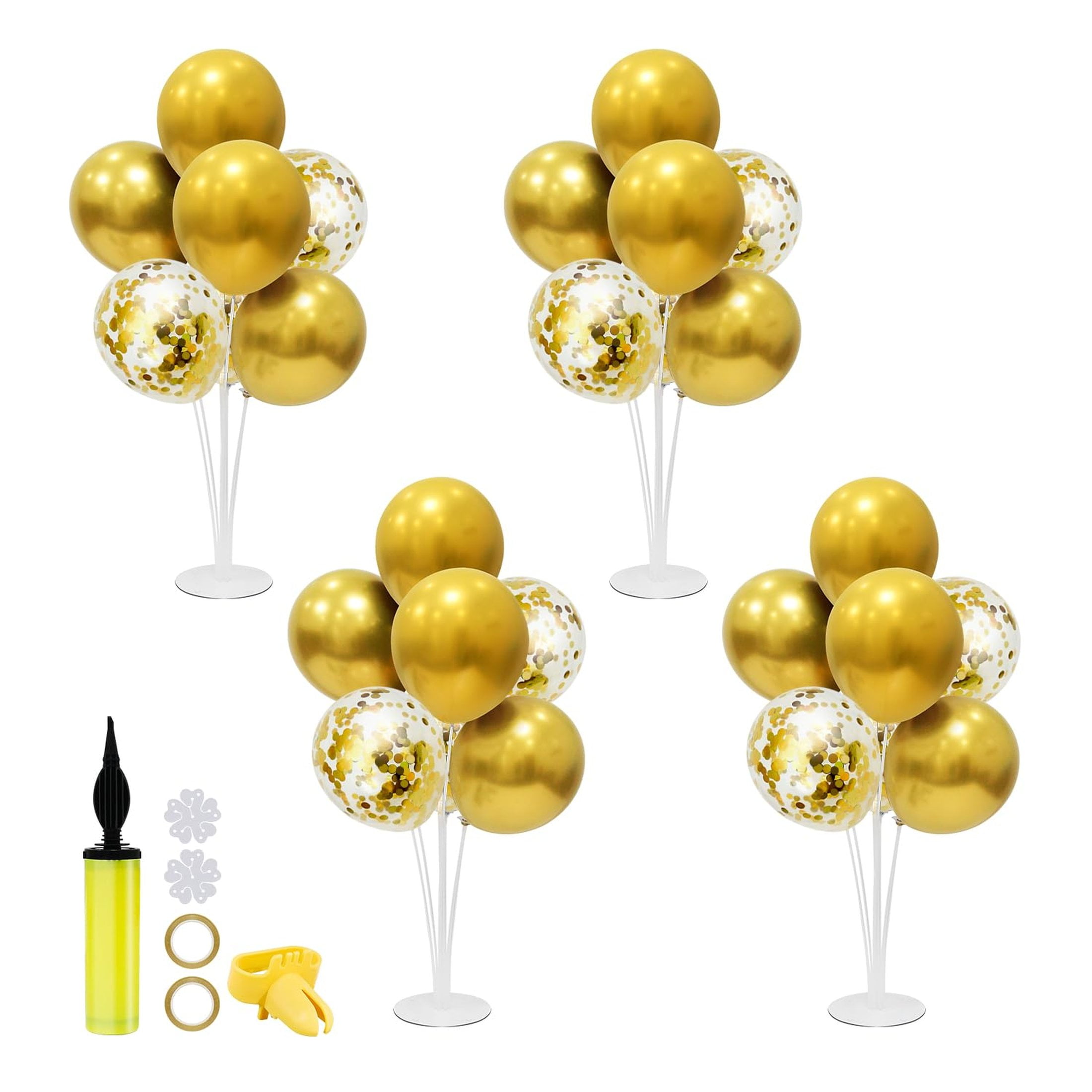 Gold Party Balloon Stand Set - Table Centerpieces for Birthday, Wedding ...