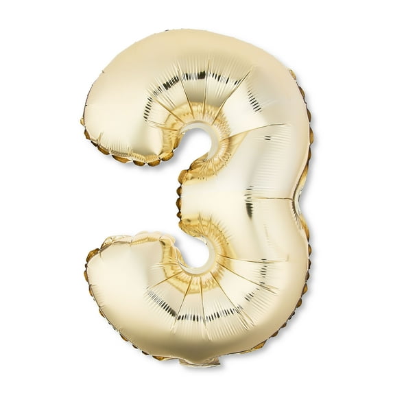 Way To Celebrate Gold Number 3 Foil Balloon 16 inches for Birthdays and ...