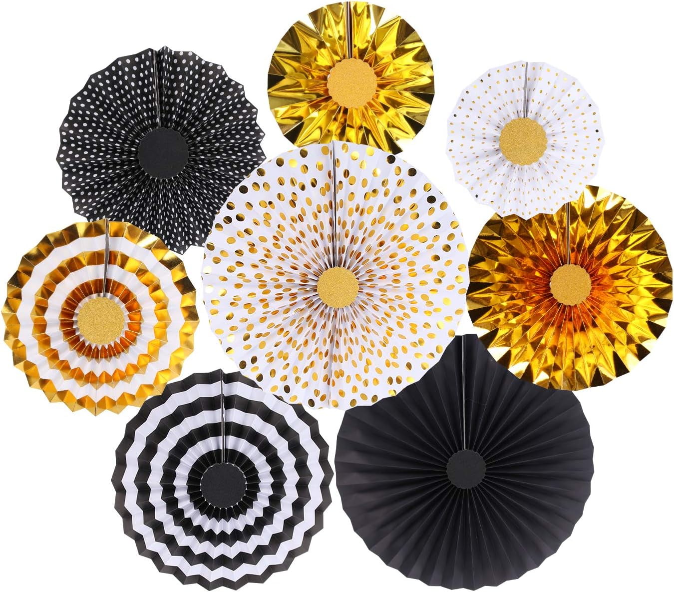 Gold Party Hanging Paper Fans Decoration, Wedding Birthday Graduation ...