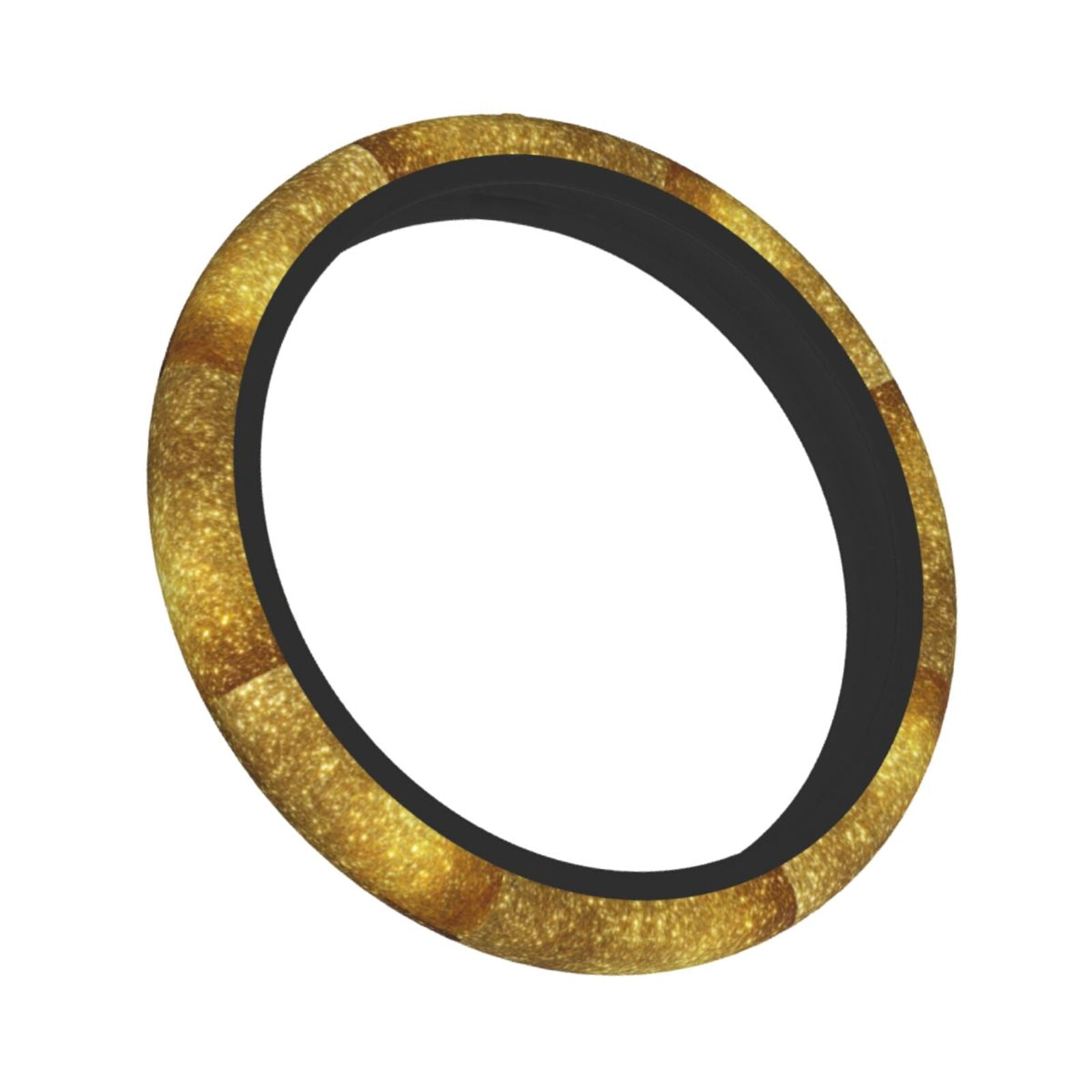 Gold Pattern Elastic Stretch Steering Wheel Cover Universal Interior ...