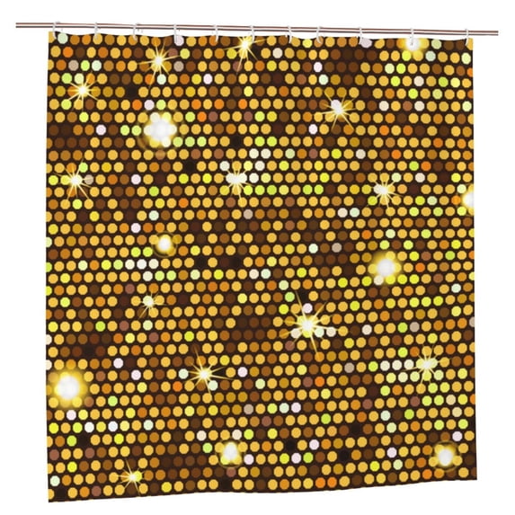 Gold Pattern Of Hexagons Shower Curtain with 12 Plastic Hooks Washable ...