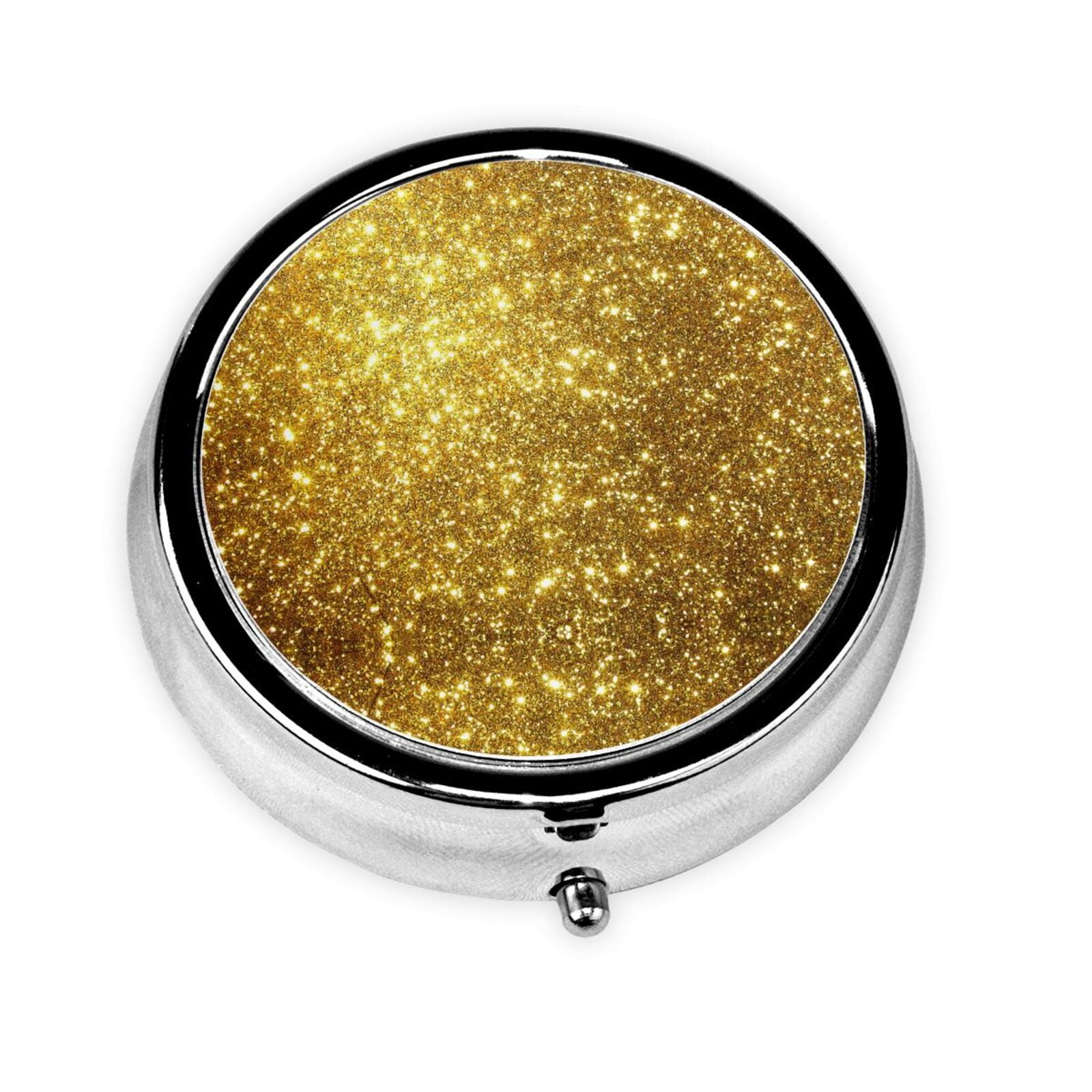 Gold Pattern Round Pill Box Small Pill Case For Purse Pocket Medicine ...