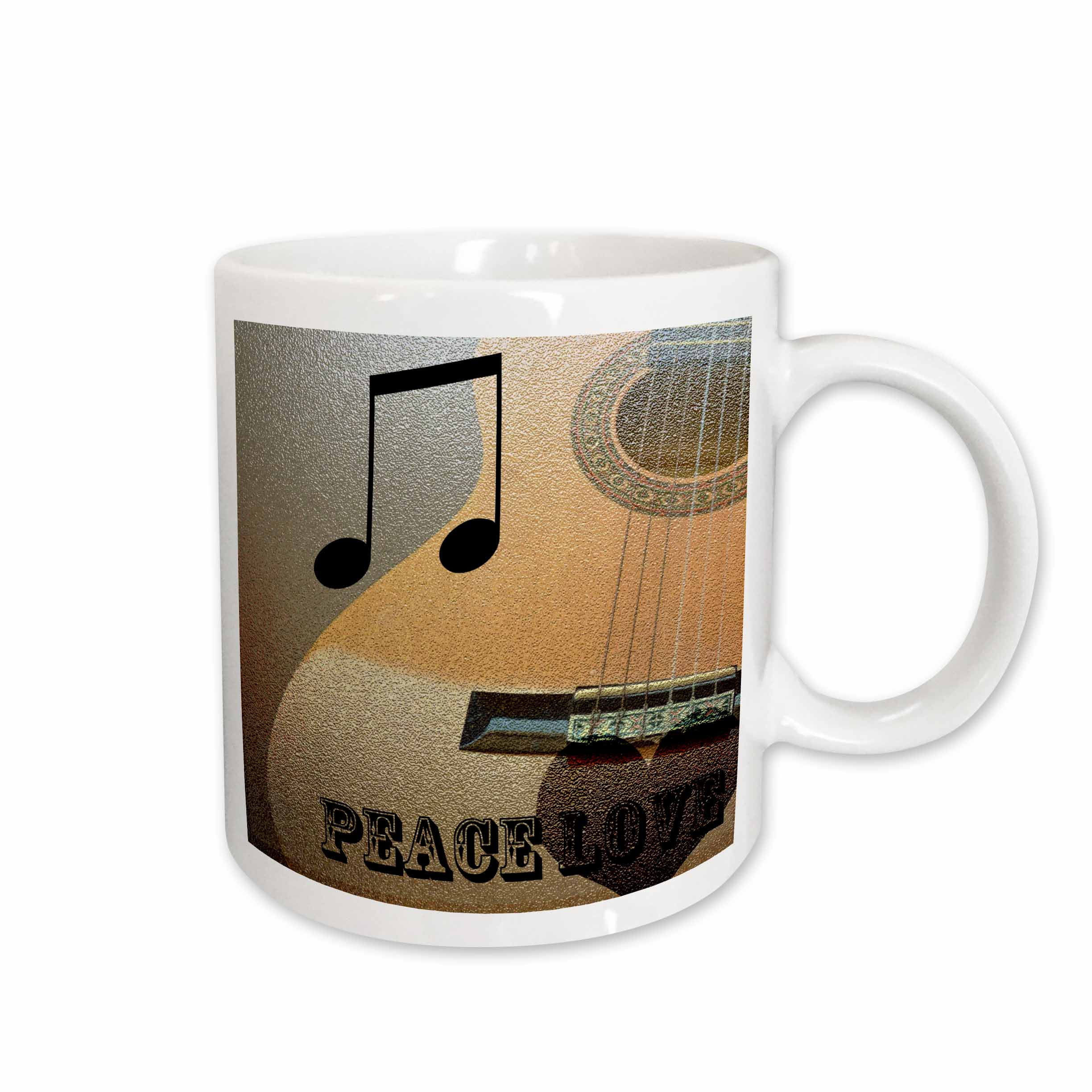 3drose, Gold Peace and Love Musical Guitar Art, 15oz Mug - Walmart.com
