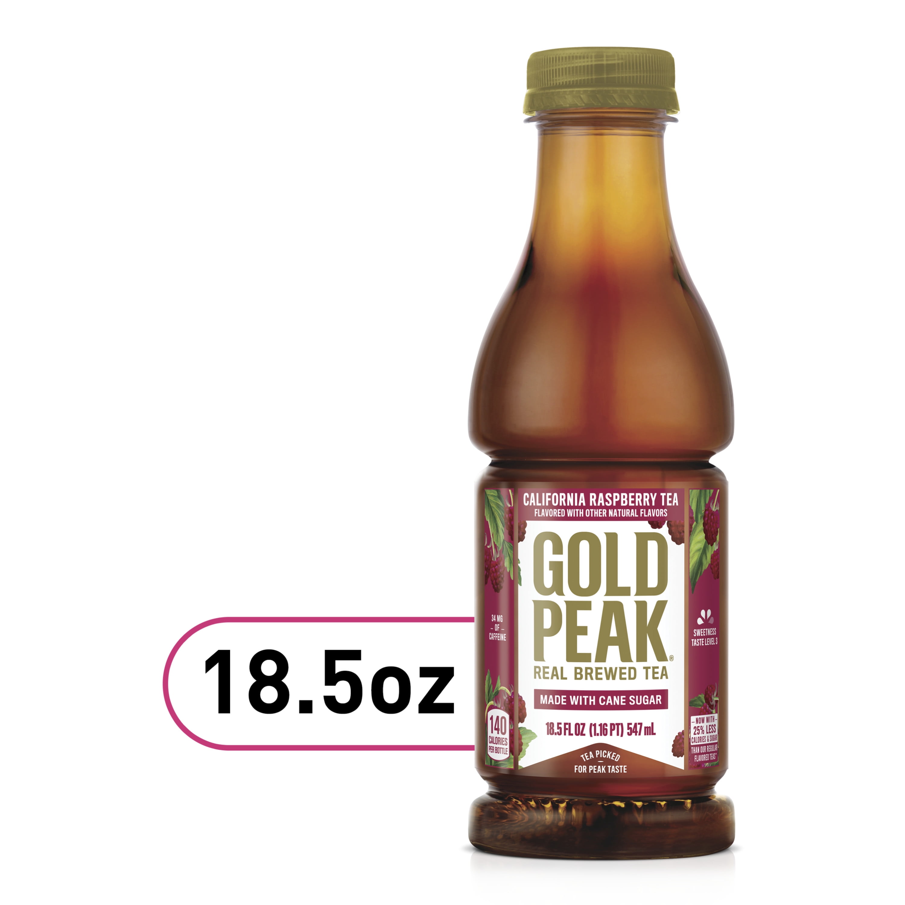 Gold Peak Real Brewed Tea California Raspberry Iced Tea Drink, 18.5 fl ...