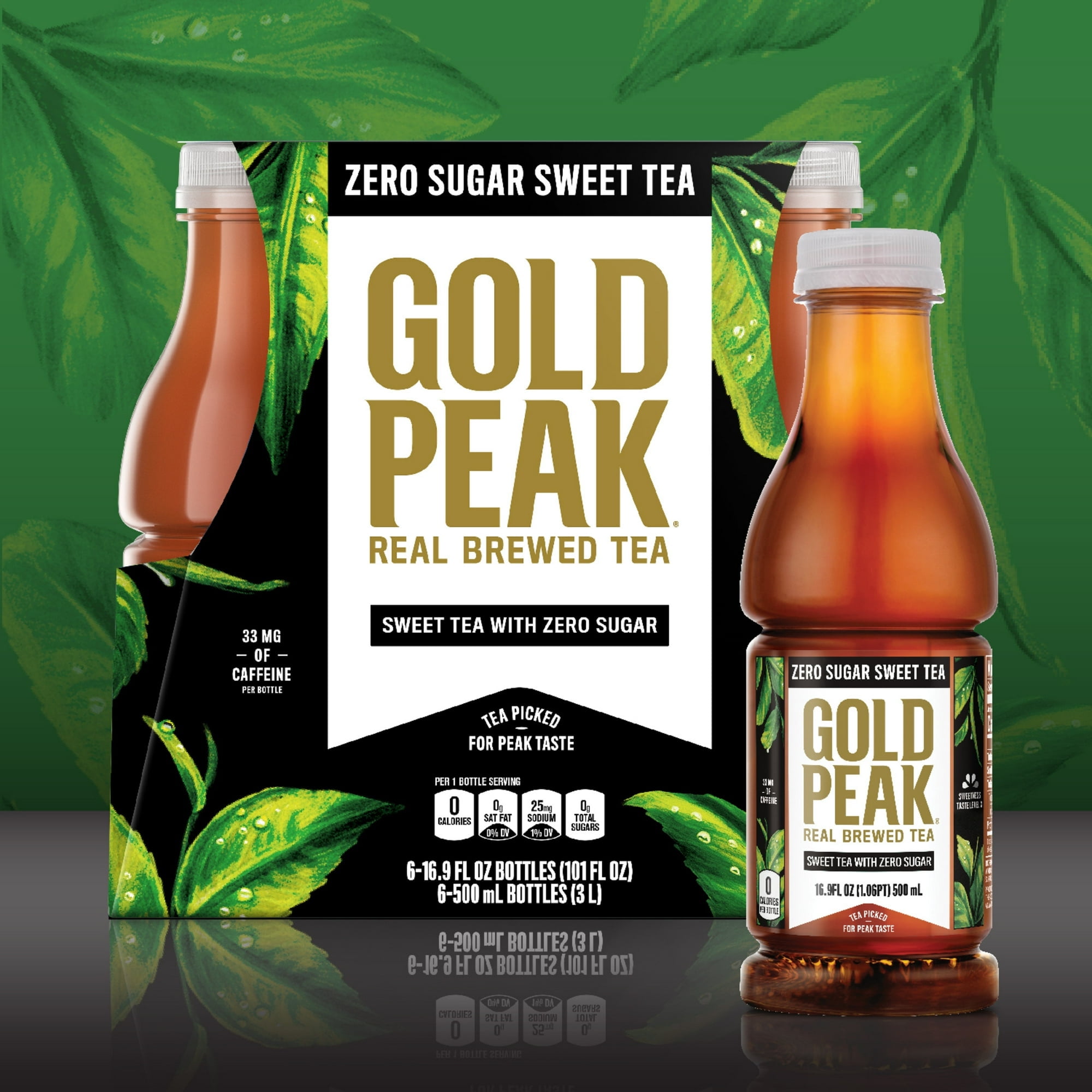 Gold Peak Real Brewed Tea Zero Sugar Diet, Bottled Tea Drink, 16.9 fl ...
