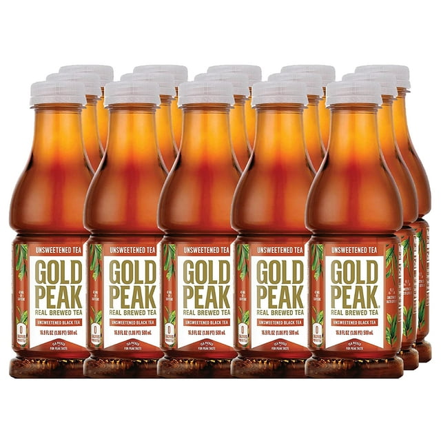 Gold Peak Unsweet Tea 16.9oz, 15 Pack Bottles, Black Tea - Walmart.com