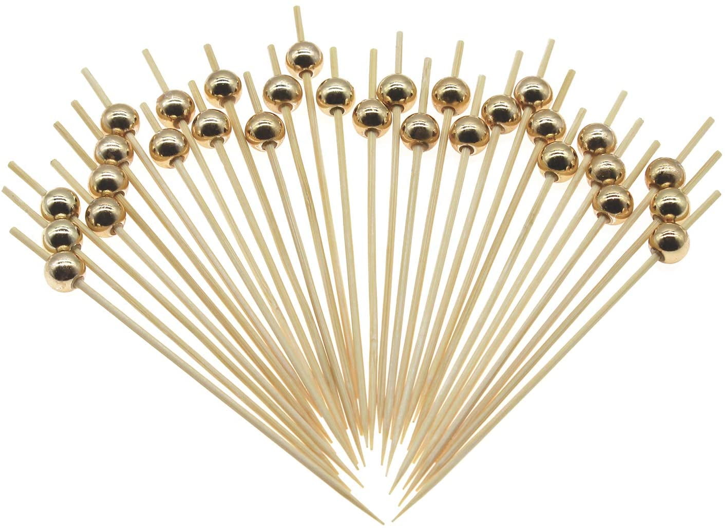Gold Pearl Bamboo Cocktail Picks 4.7 Inch Long Fancy Toothpicks for ...
