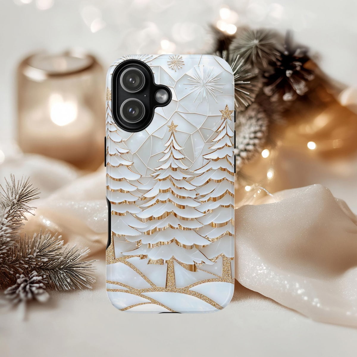 Gold Pearl Christmas Tree Holiday MagSafe iPhone Case 17 to 11 Pro Max ...