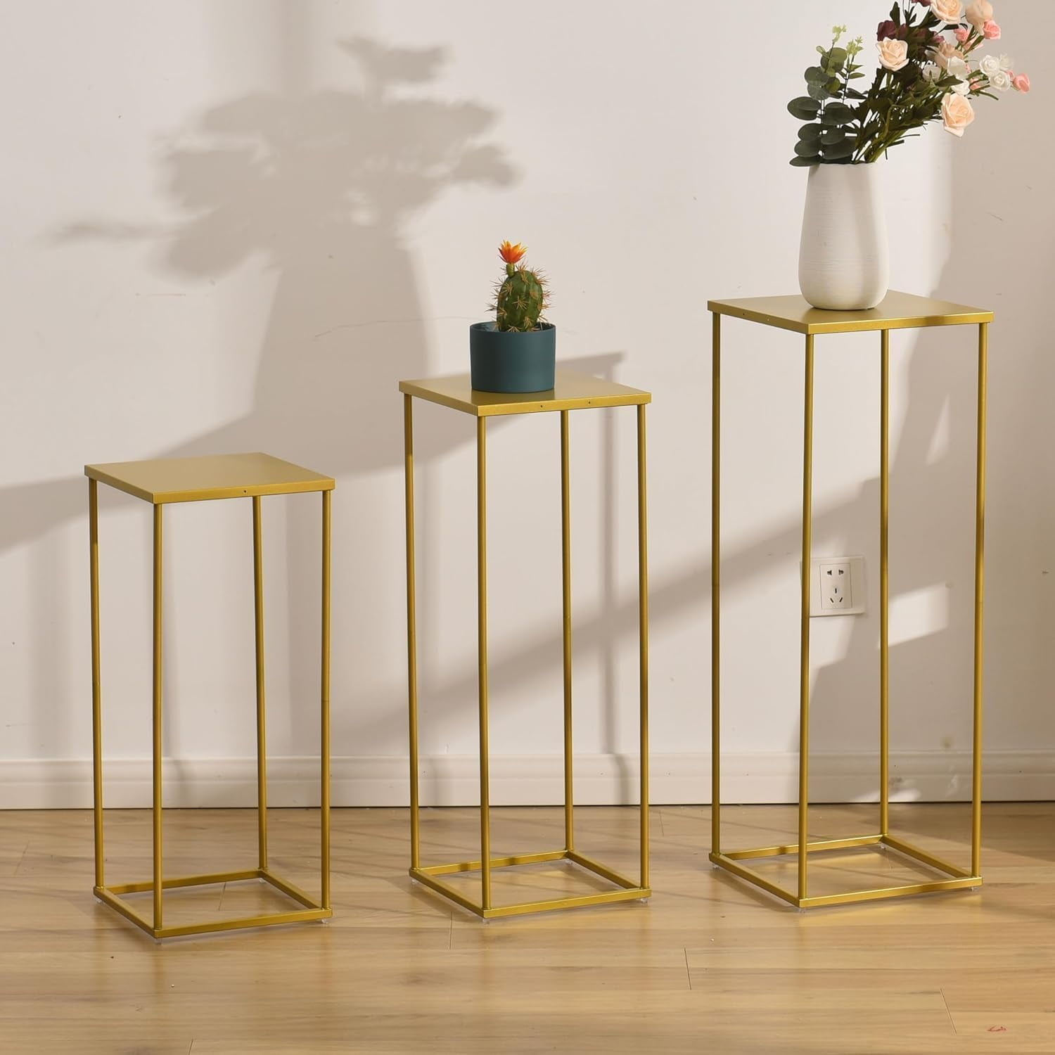 Gold Pedestal Stand for Party ,Set of 3 Metal Plant Stand Tall Cake ...