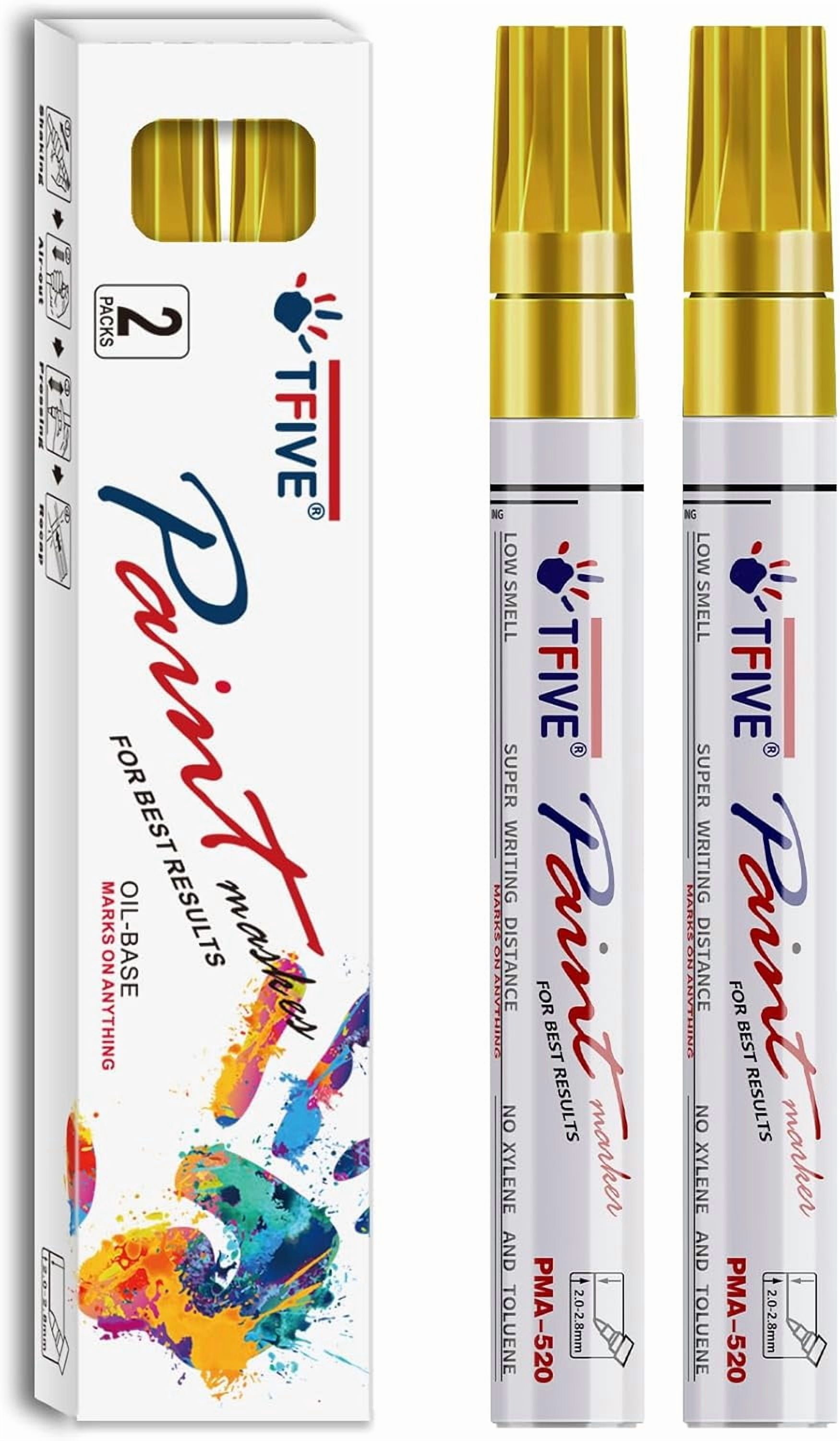 Gold Permanent Paint Marker Pens - 2 Count Oil Based Pen, Medium Tip ...