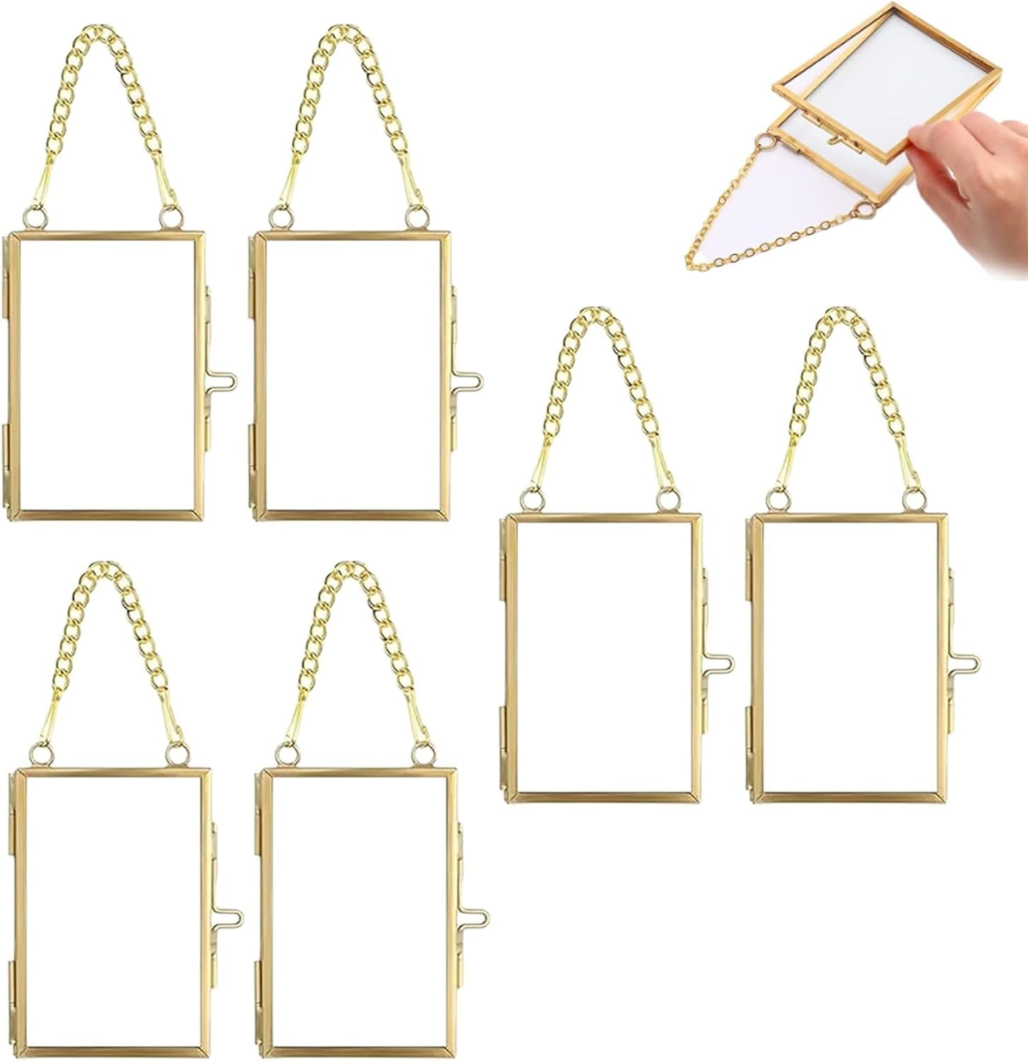 Gold Picture Frame Ornaments, Glass Frame for Pressed Flowers, DIY Mini ...