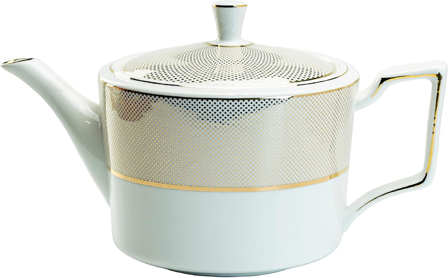 Gold Pin Dots Porcelain Teapot 44-Ounce, White Gold (CIF710-1 ...