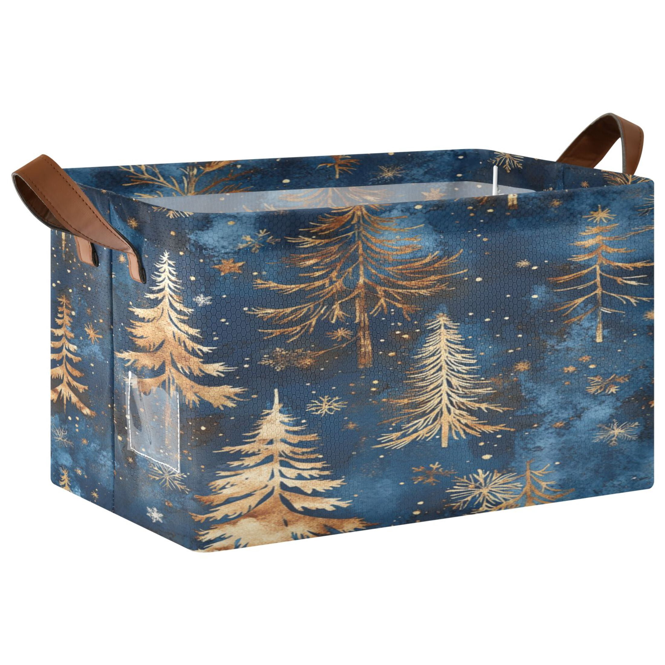 Gold Pine Trees Storage Basket Soccer Plaid Fabric Hoard Box Oversized ...