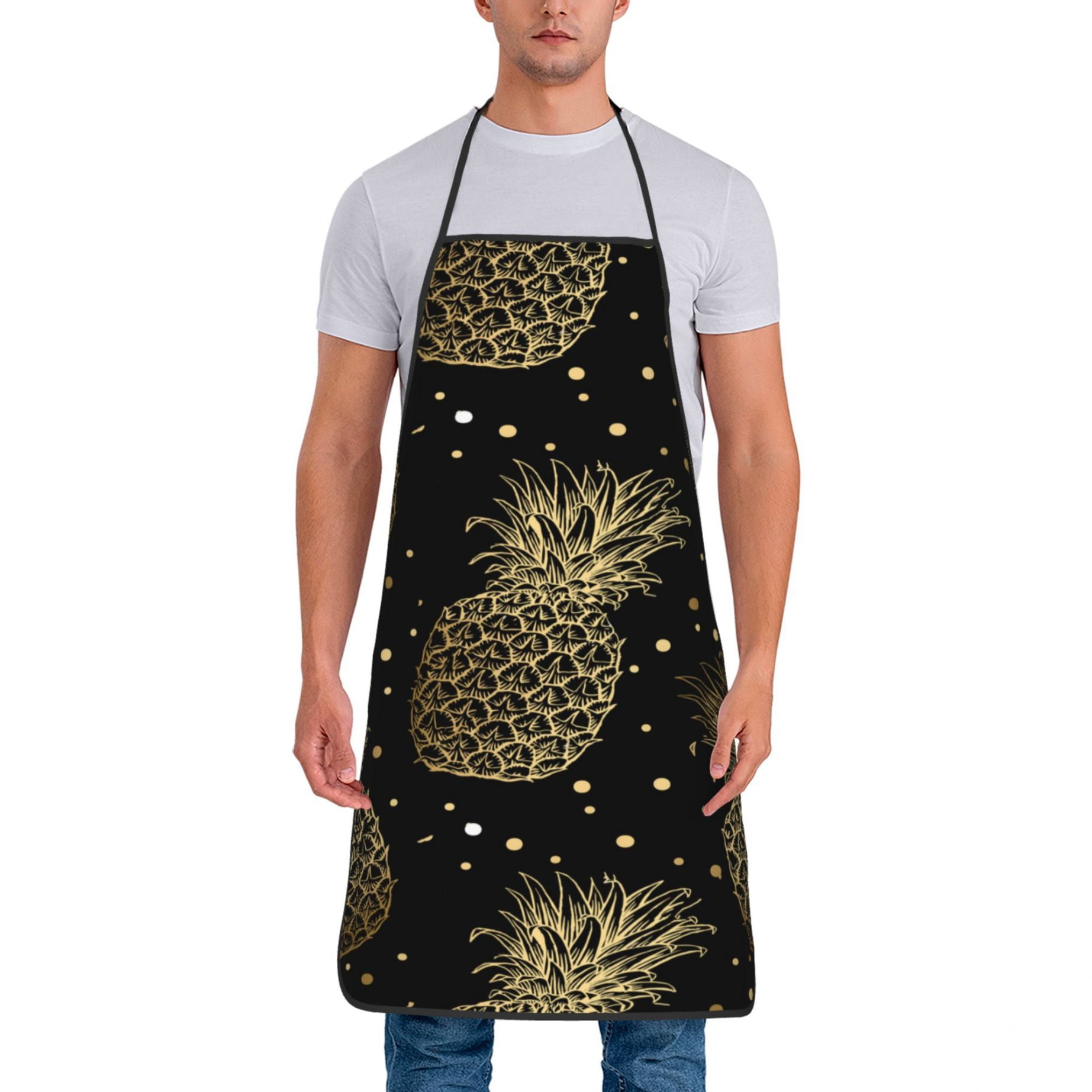 Gold Pineapple Aprons for Women Men Waterproof Apron Kitchen Chef ...