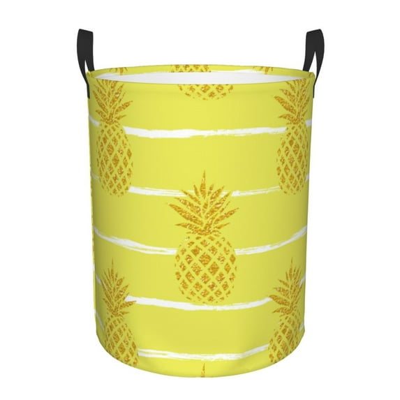Gold Pineapple Laundry Basket with Handles - Freestanding Laundry ...