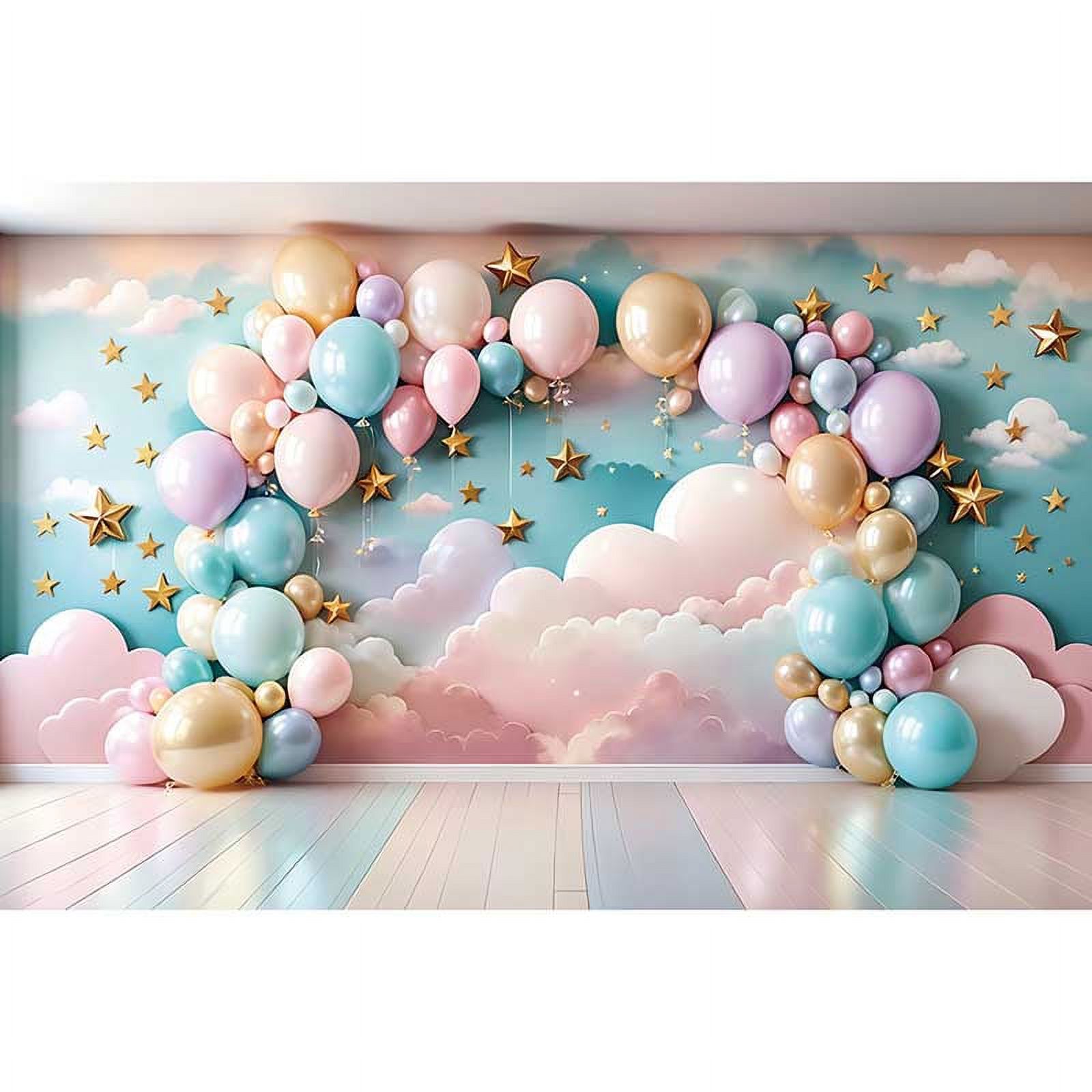 Gold Pink Balloon Arch Backdrops Child First One Birthday Photocall ...