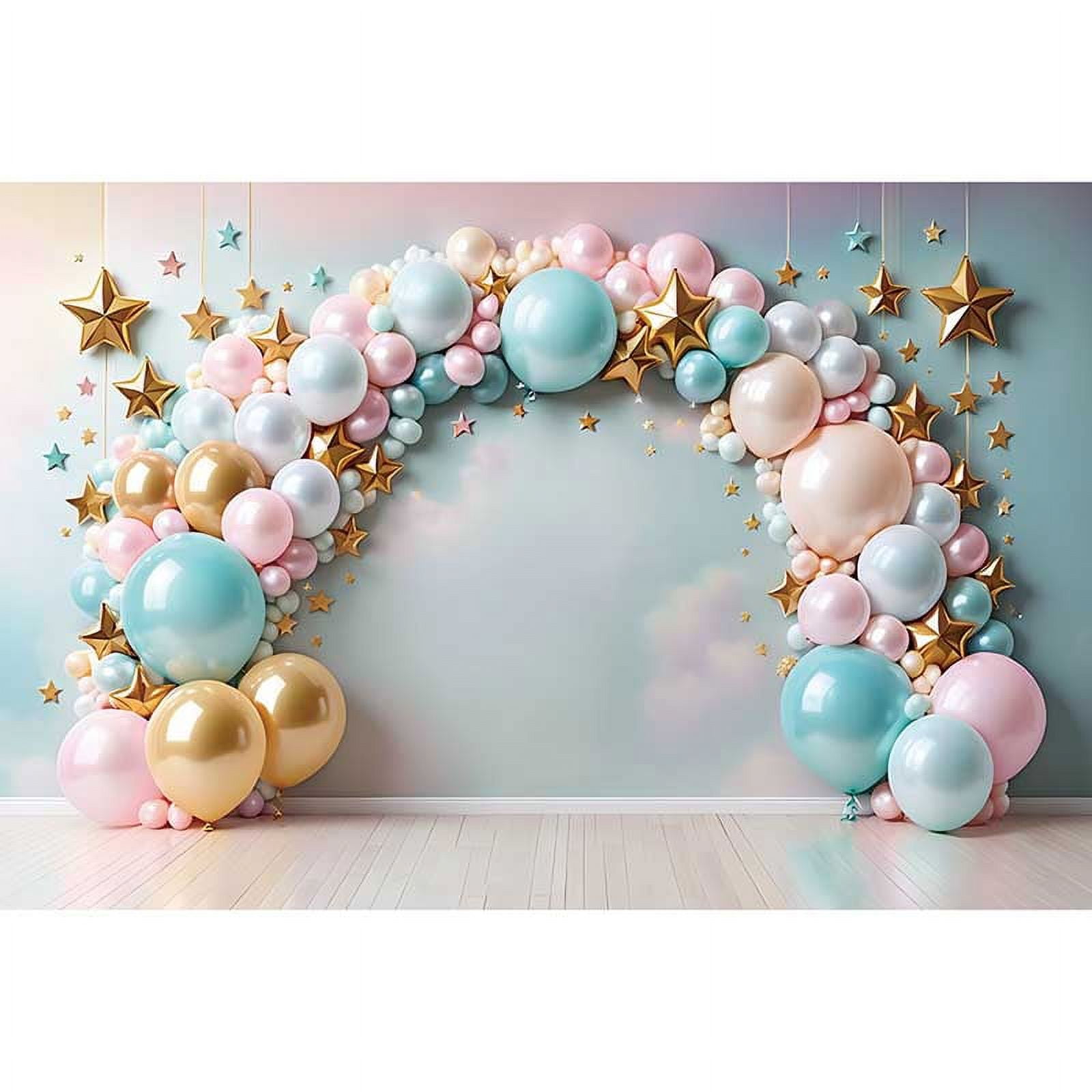 Gold Pink Balloon Arch Backdrops Child First One Birthday Photocall ...