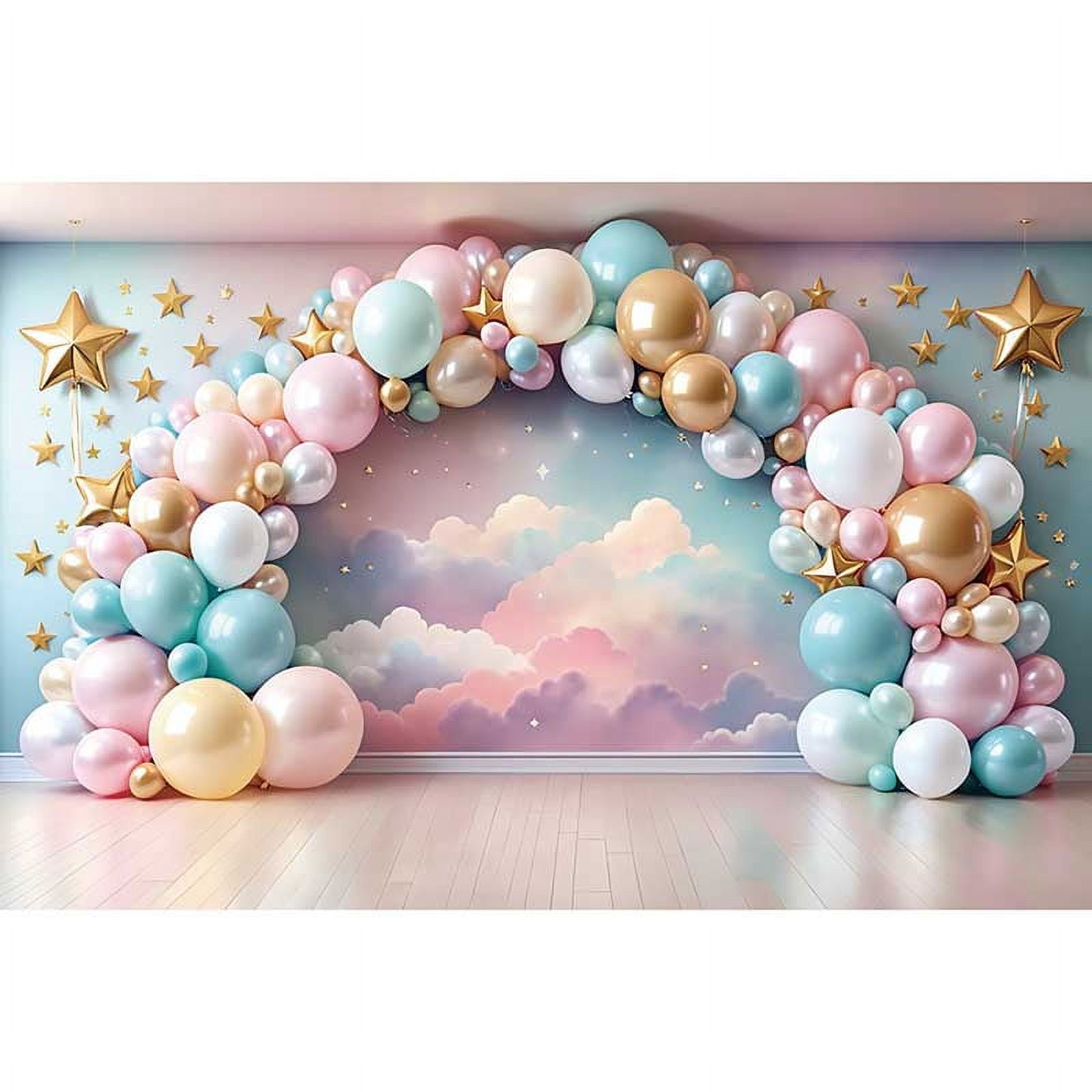 Gold Pink Balloon Arch Backdrops Child First One Birthday Photocall ...