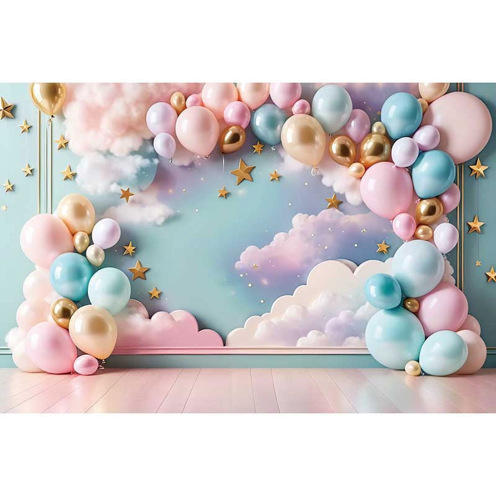 Gold Pink Balloon Arch Backdrops Child First One Birthday Photocall ...