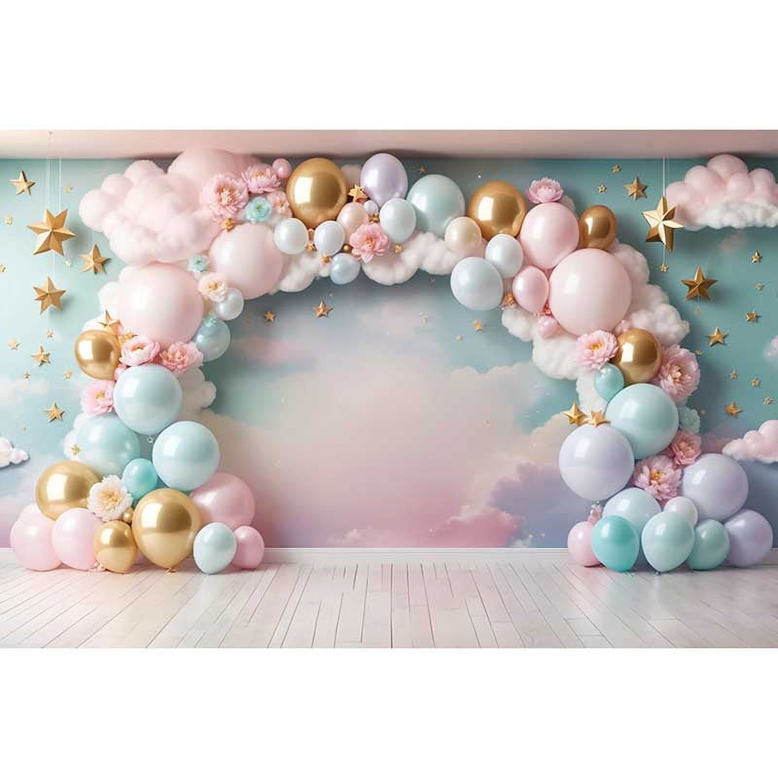 Gold Pink Balloon Arch Backdrops Child First One Birthday Photocall ...
