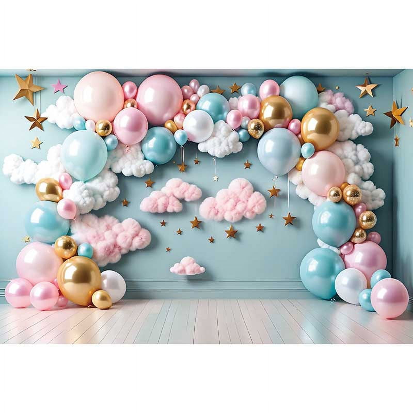 Gold Pink Balloon Arch Backdrops Child First One Birthday Photocall ...