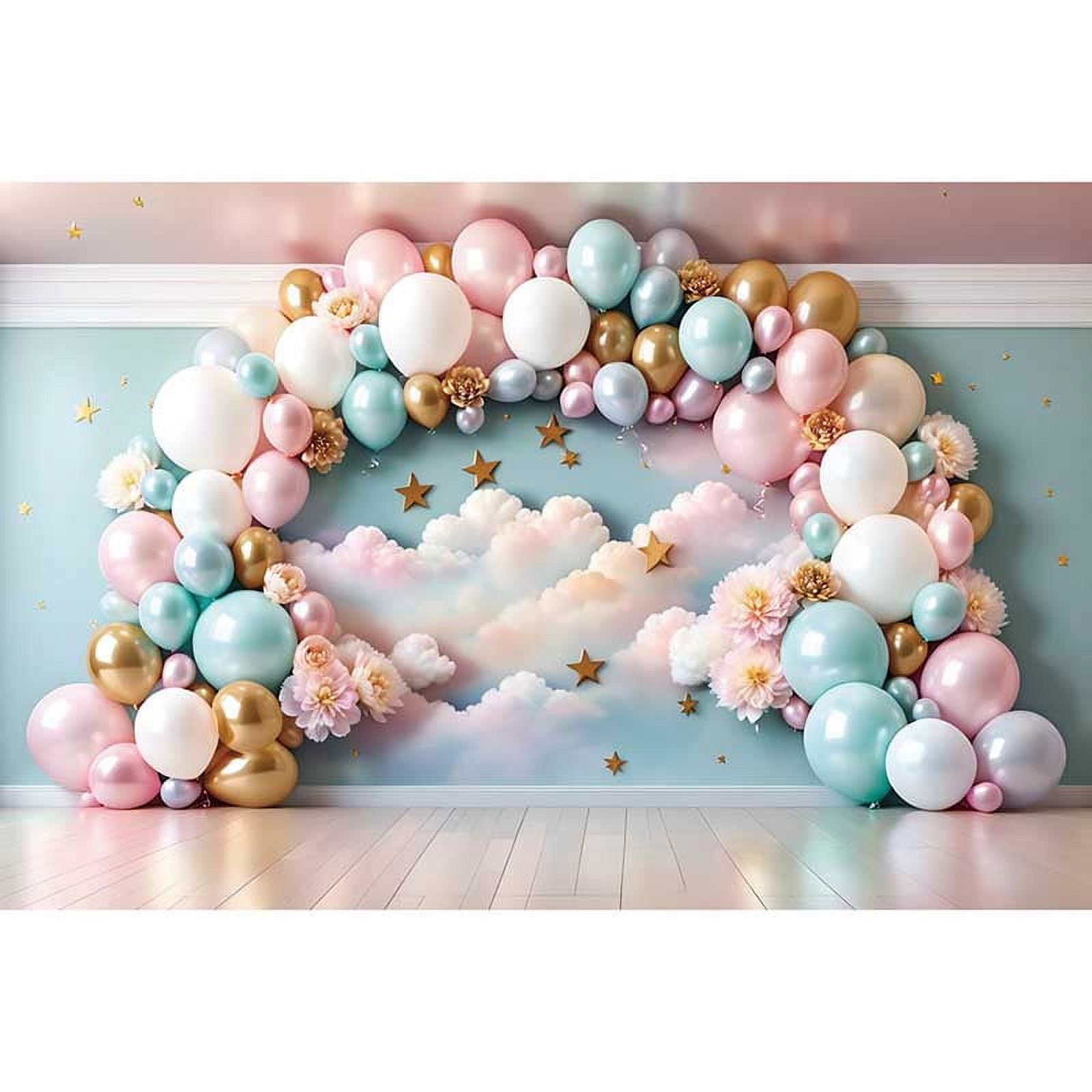 Gold Pink Balloon Arch Backdrops Child First One Birthday Photocall ...