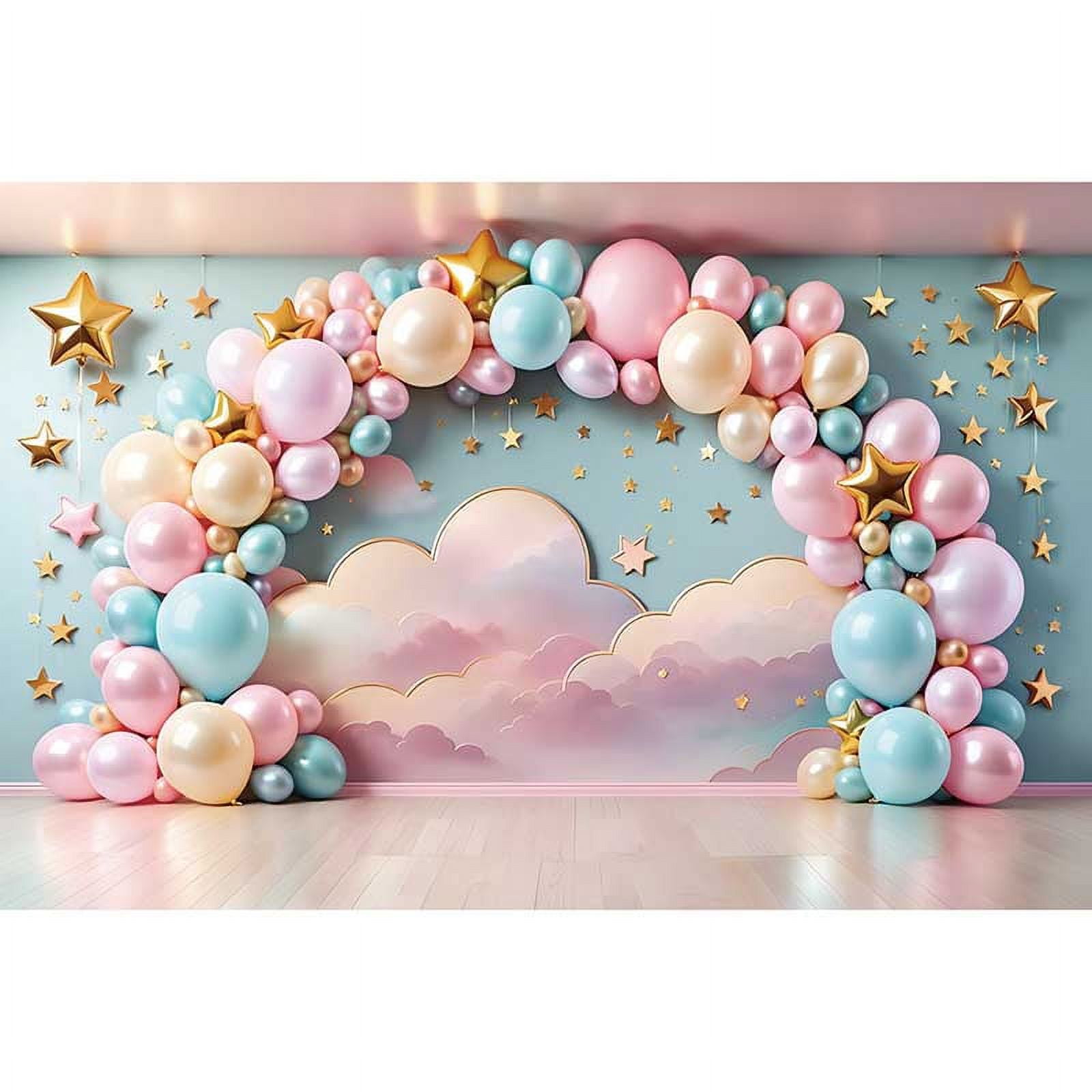 Gold Pink Balloon Arch Backdrops Child First One Birthday Photocall ...