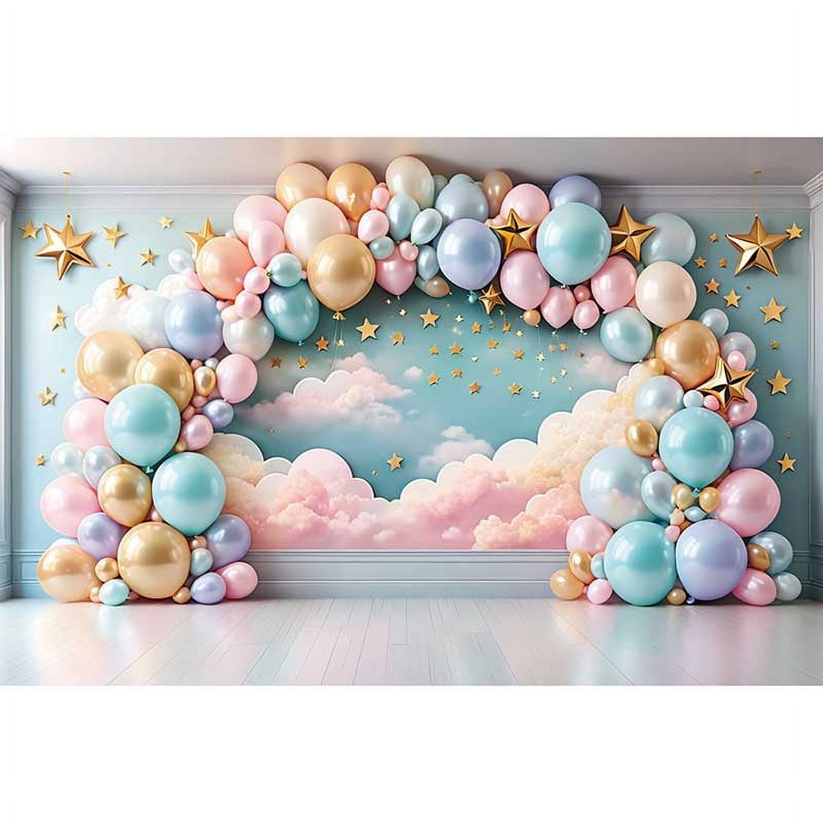 Gold Pink Balloon Arch Backdrops Child First One Birthday Photocall ...