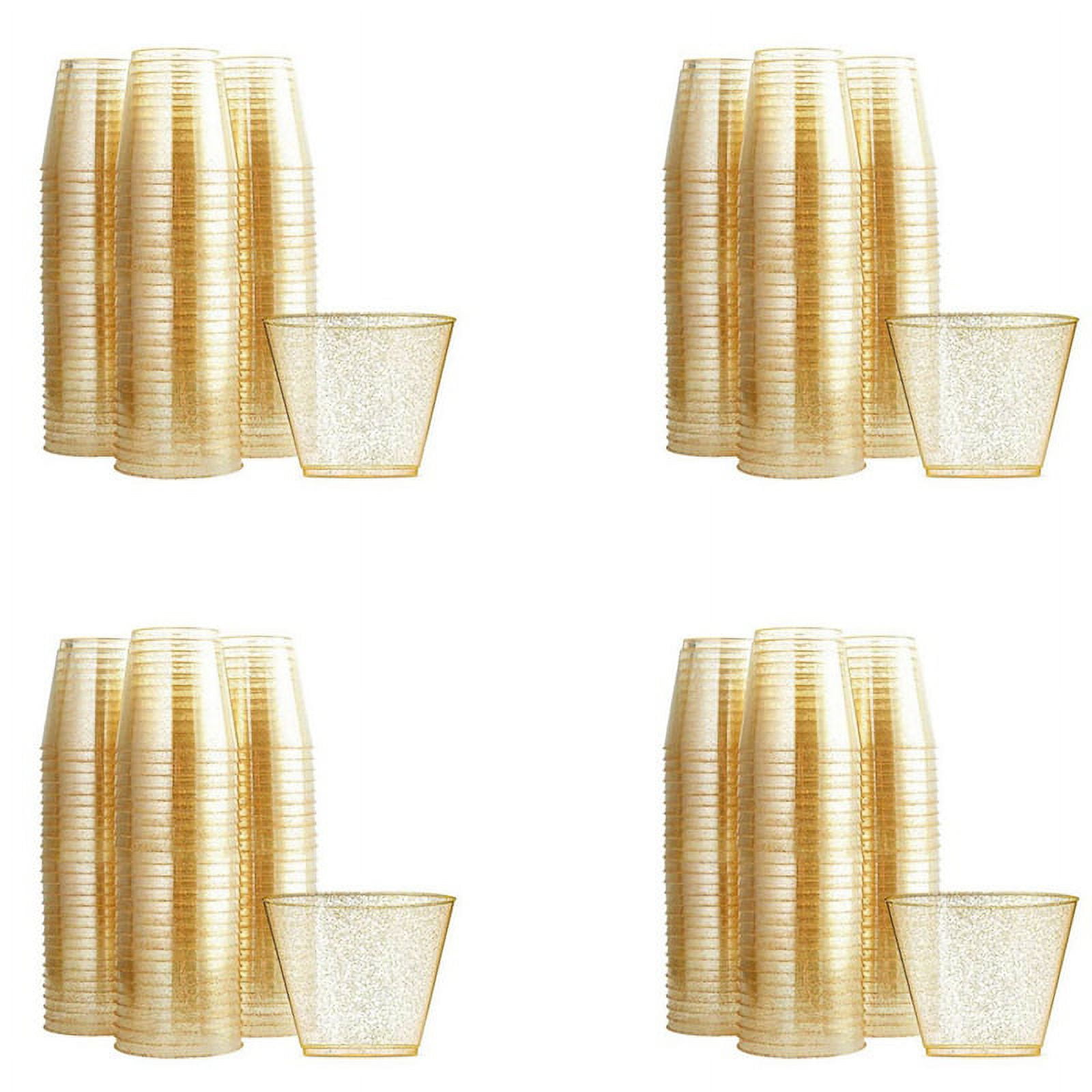 Gold Plastic Cups Clear Plastic Wine Glasses, Fancy Disposable Hard ...