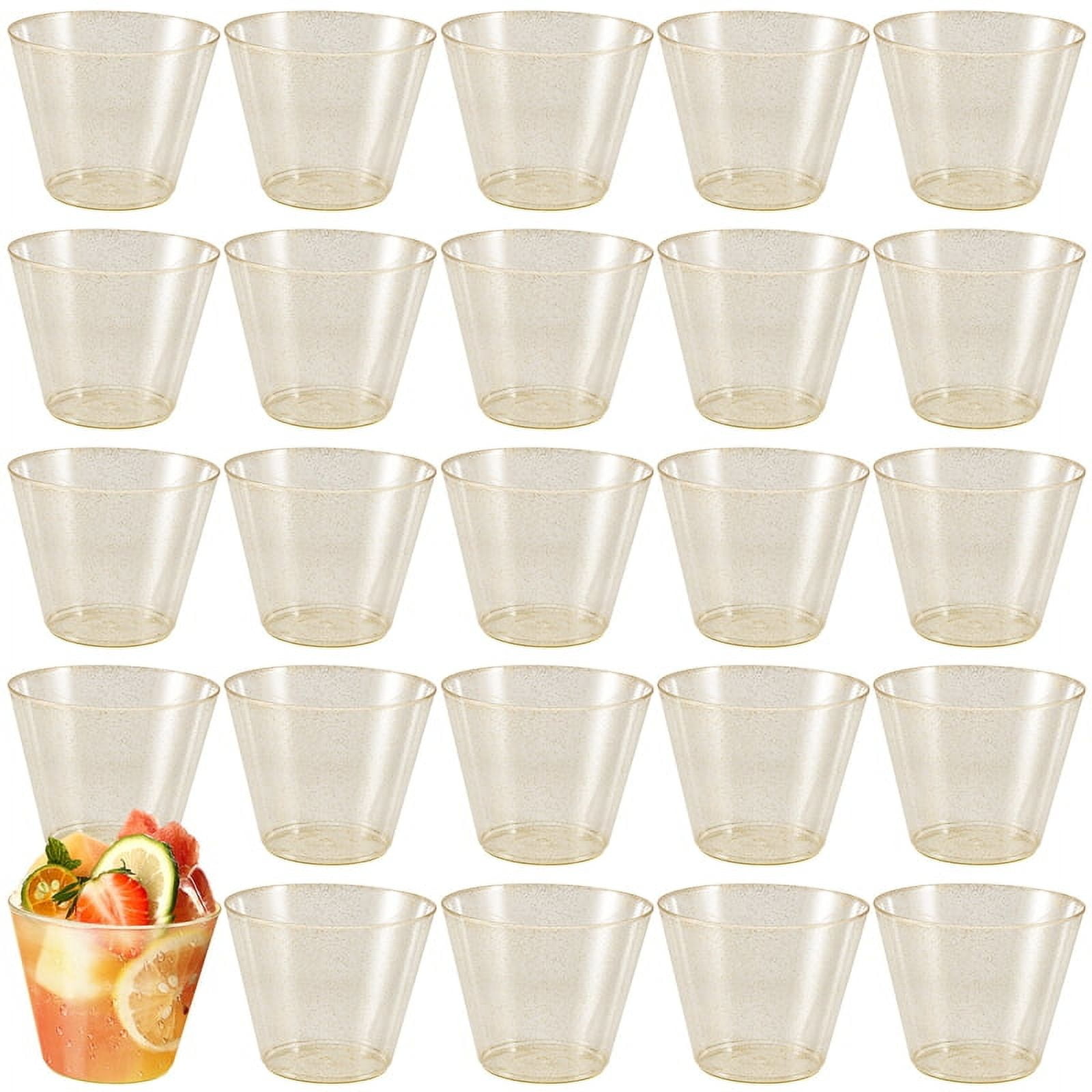 Gold Plastic Cups Clear Plastic Wine Glasses, Fancy Disposable Hard ...