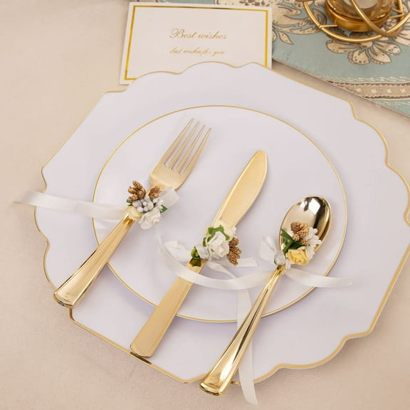 TYHREF-150 Pcs 2026 New Year Black and Gold Silverware Set Heavy Duty ...