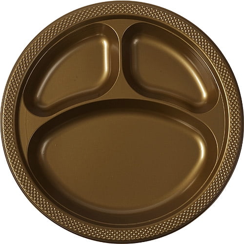 Gold Plastic Divided Dinner Plates - Walmart.com