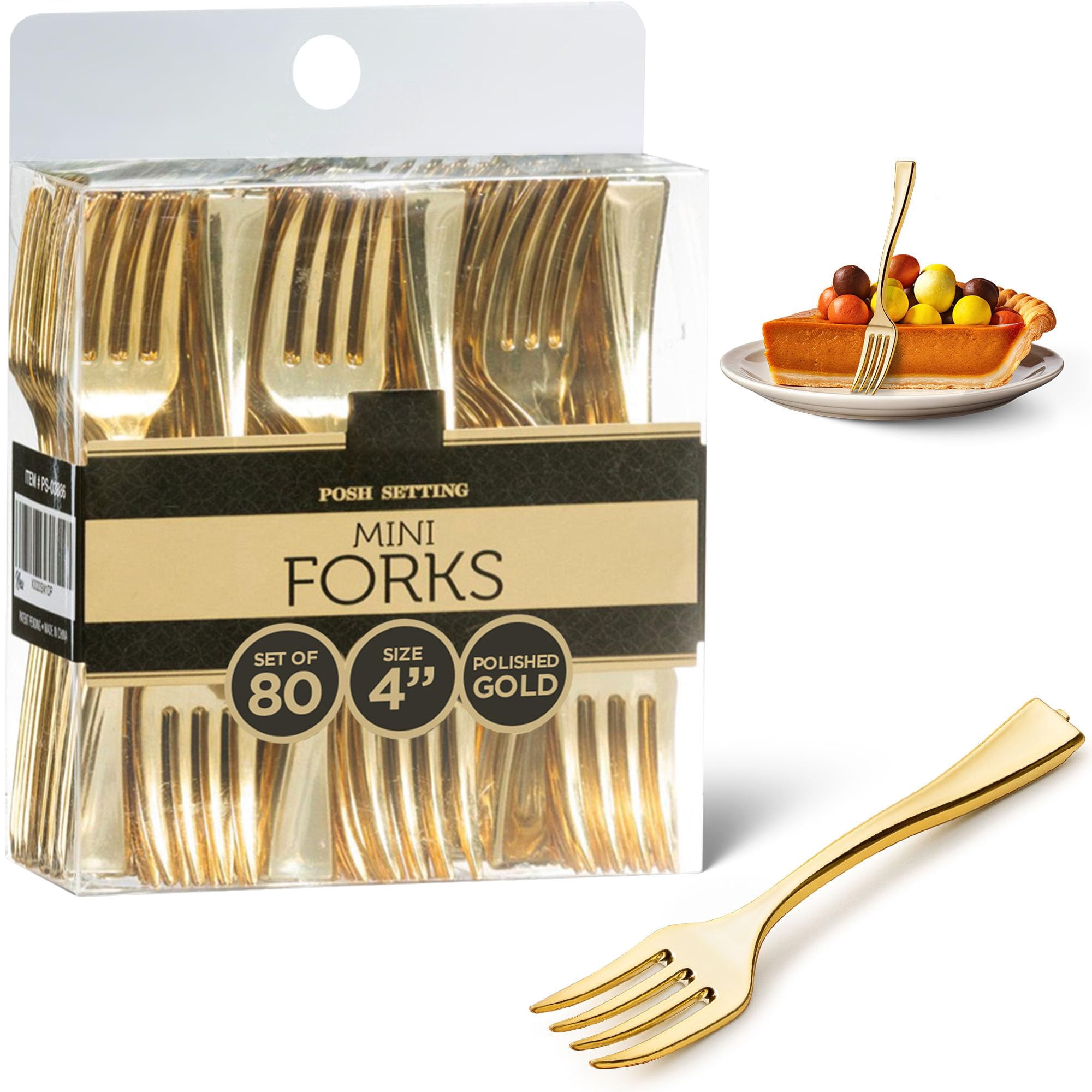 Gold Plastic Mini Forks for Mini Desserts Cheese Bites, 4 Inch ...