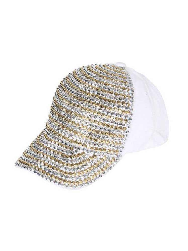 Gold/Plastic Pearl Beaded Baseball Cap - White - Walmart.com