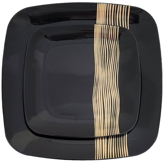 Gold Plastic Plates - 40 Pack - 20 Square 10.25'' & 20 Round 7.5 ...