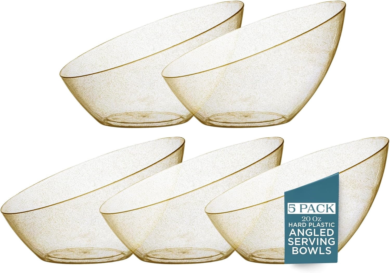 Gold Plastic Serving Bowls - Angled, Disposable for Chips, Candy, Salad ...