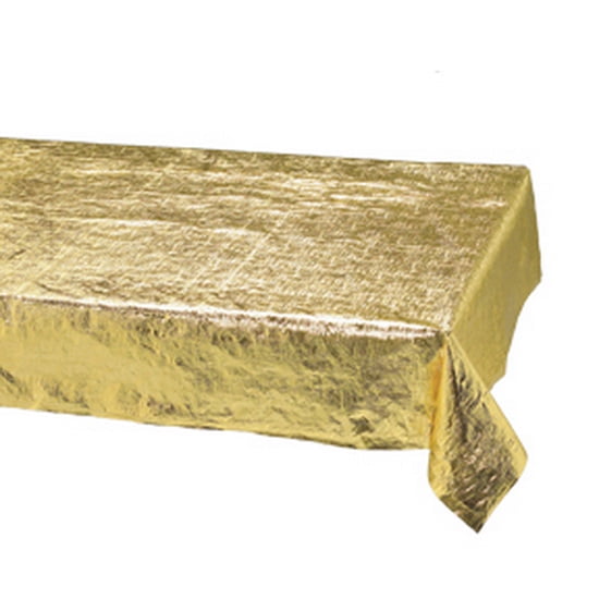 Gold Plastic Table Cover 54" x 108", 1ct - Walmart.com