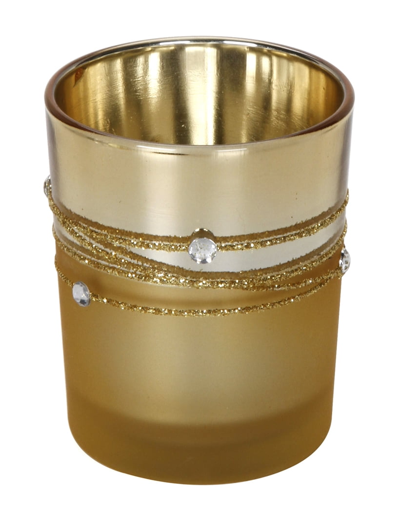 Gold Plate Cored Rhine Glass Votive - Walmart.com