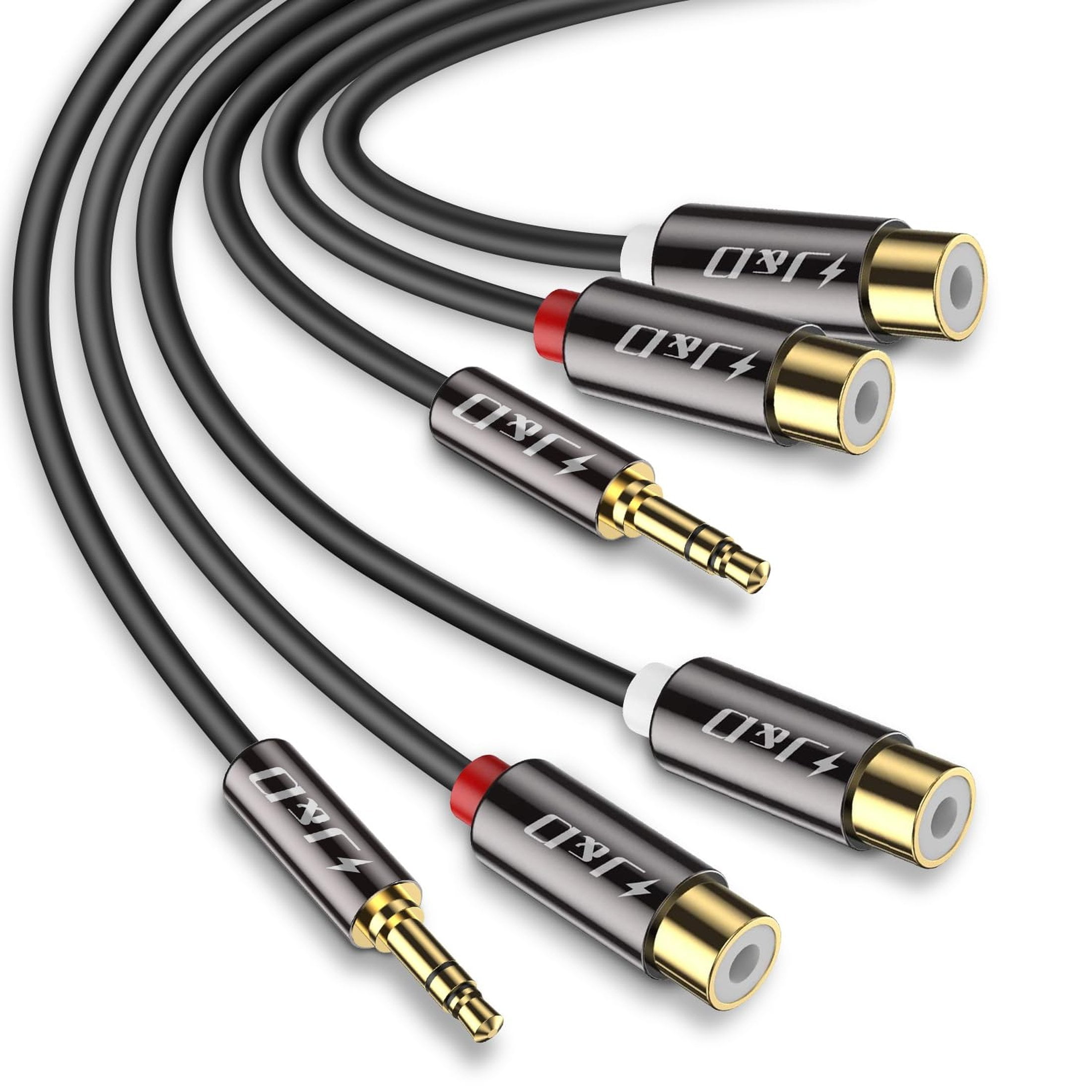 Gold Plated 3.5mm to Dual RCA Audio Adapter Cable 1ft - 2 Pack ...