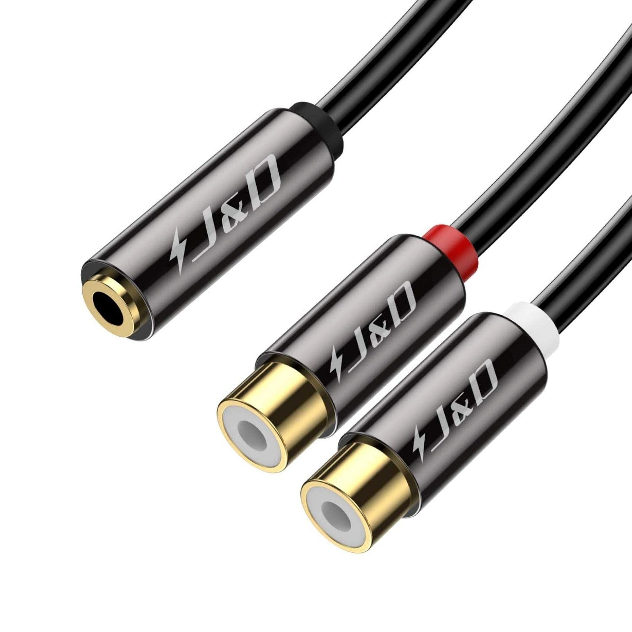 Gold Plated 3.5mm to Dual RCA Heavy Duty Audio Cable Adapter 0.65 Feet ...