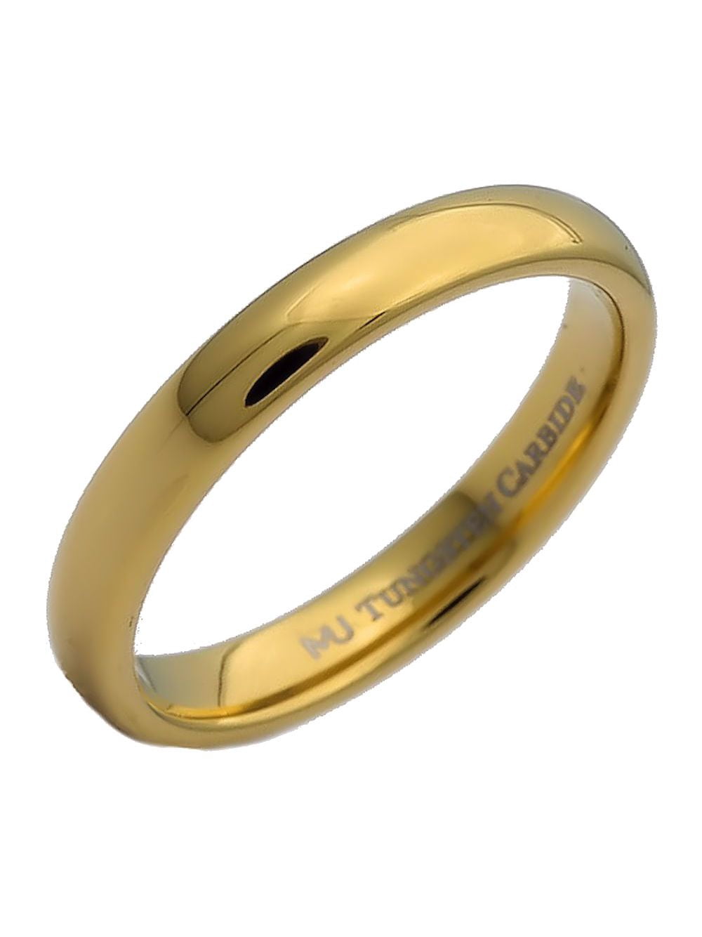 Gold Plated 3mm Polished Tungsten Carbide Wedding Ring Classic Half ...