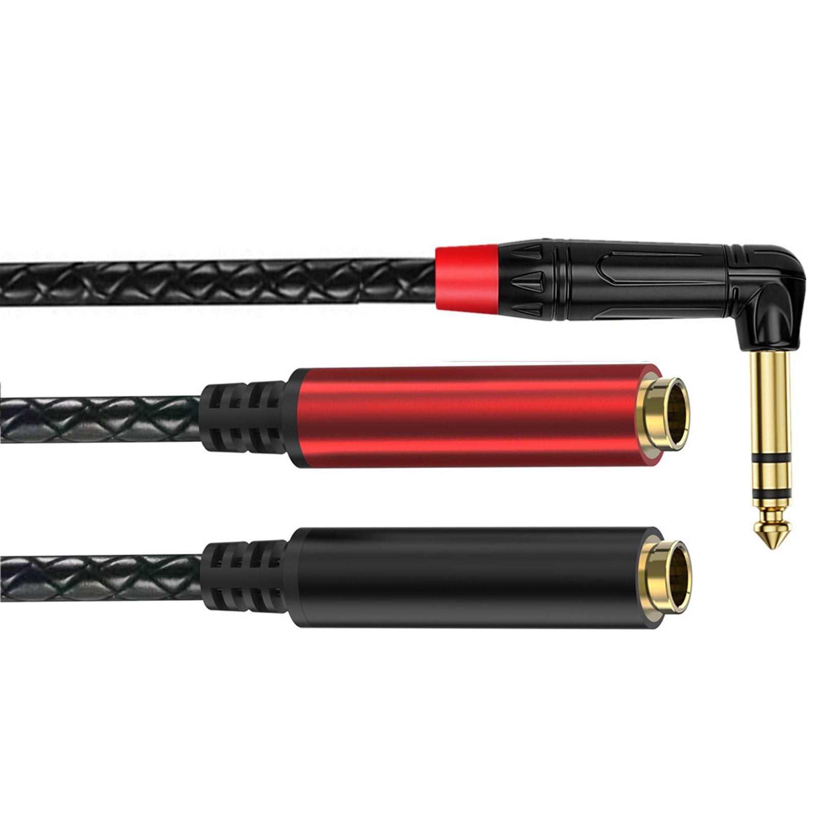 Gold Plated 6.35mm Stereo Y Splitter Cable Right Angled 1/4inch Male to ...
