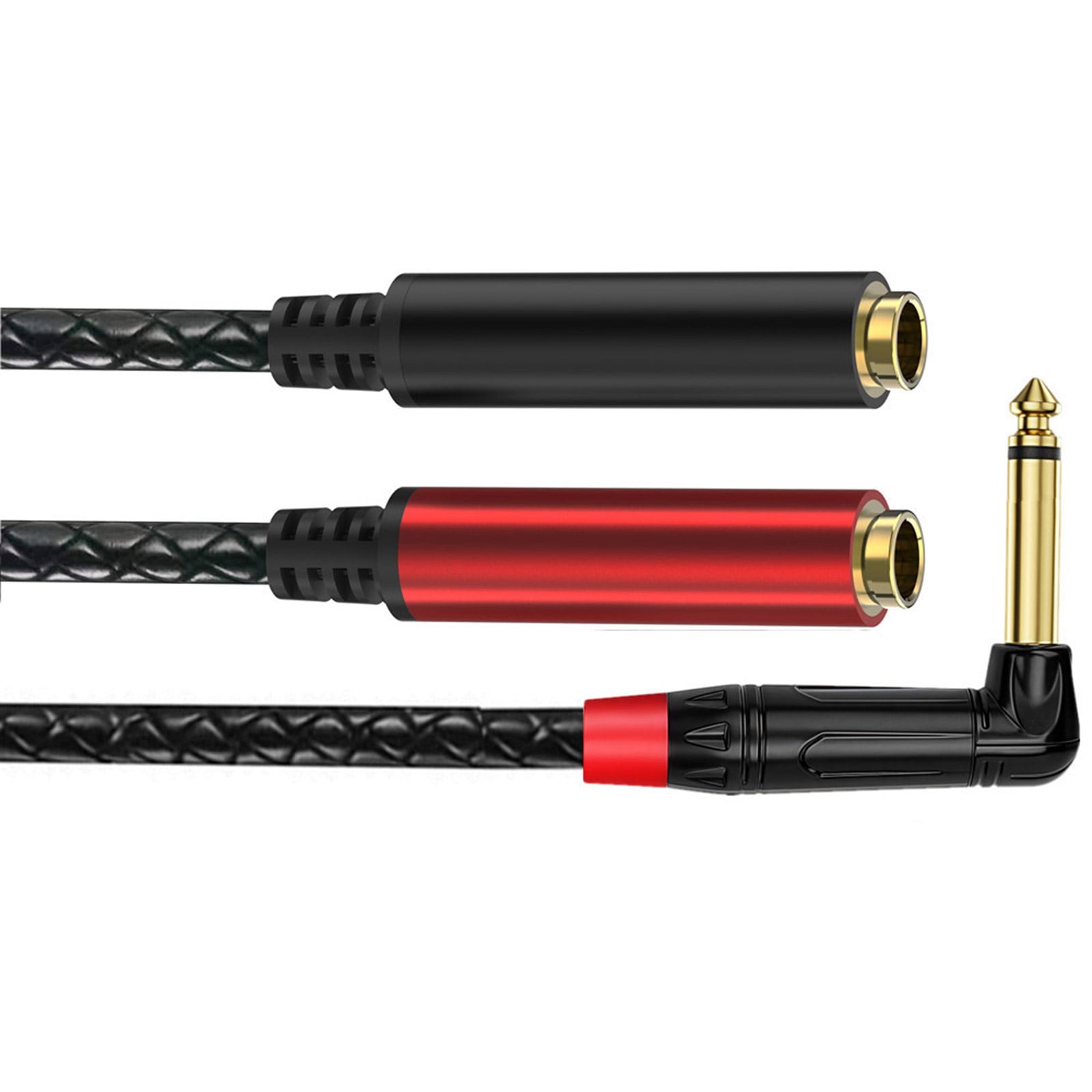 Gold Plated 6.35mm Y Splitter Cable Right Angled 1/4inch Male to Double ...