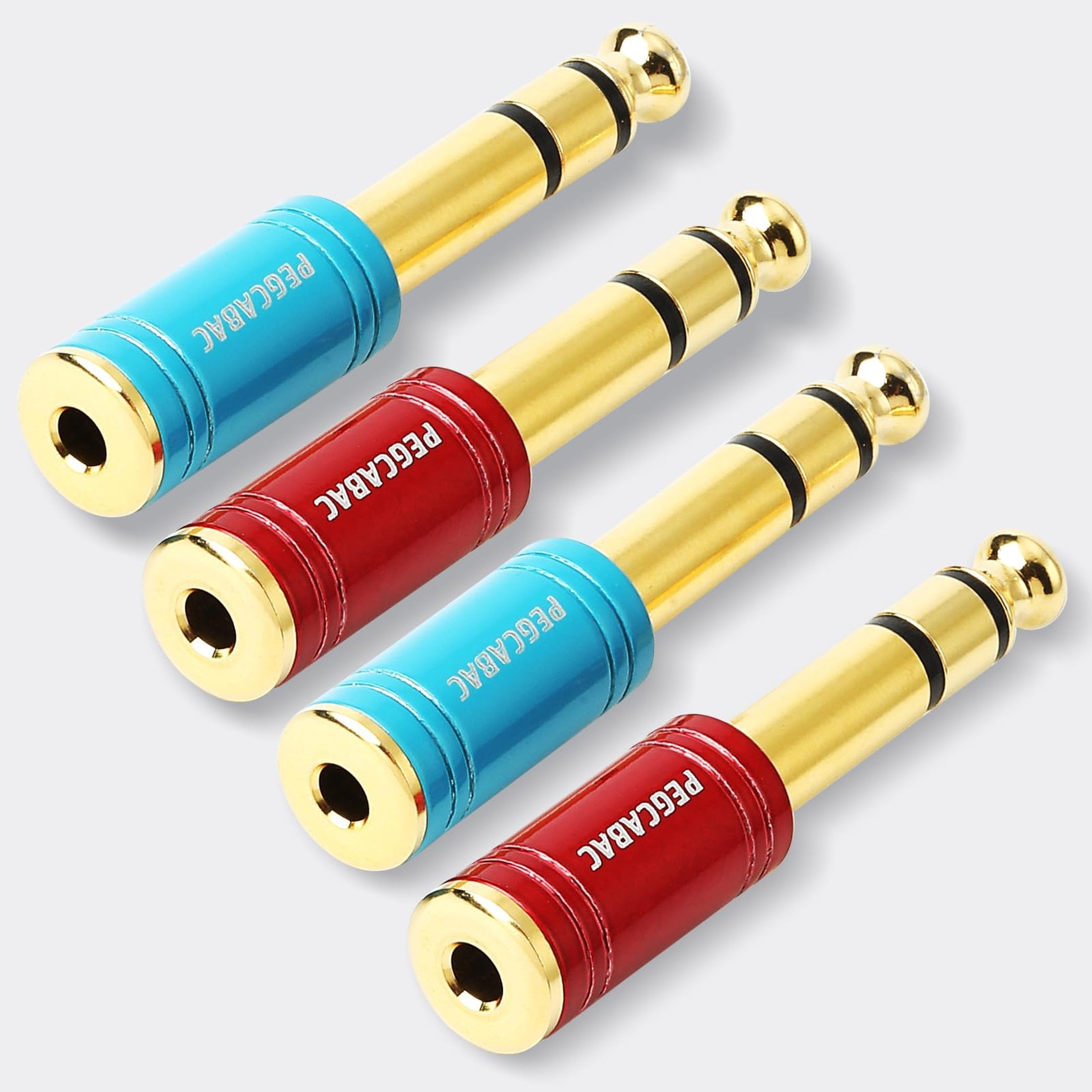 Gold Plated 6.35mm to 3.5mm Stereo Headphone Adapter Cable Set ...